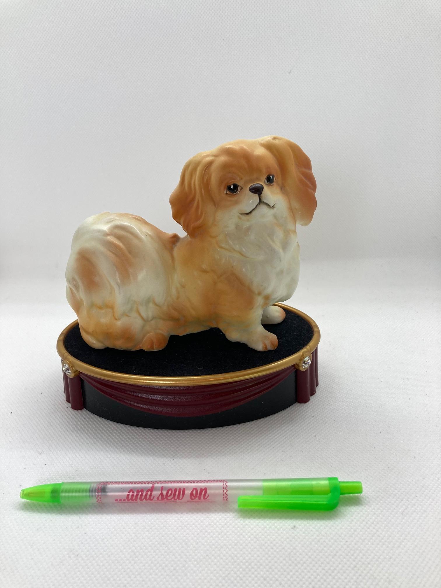 Brinn’s Bisque Hand Painted Pekingese Dog Figurines Japan EUC
