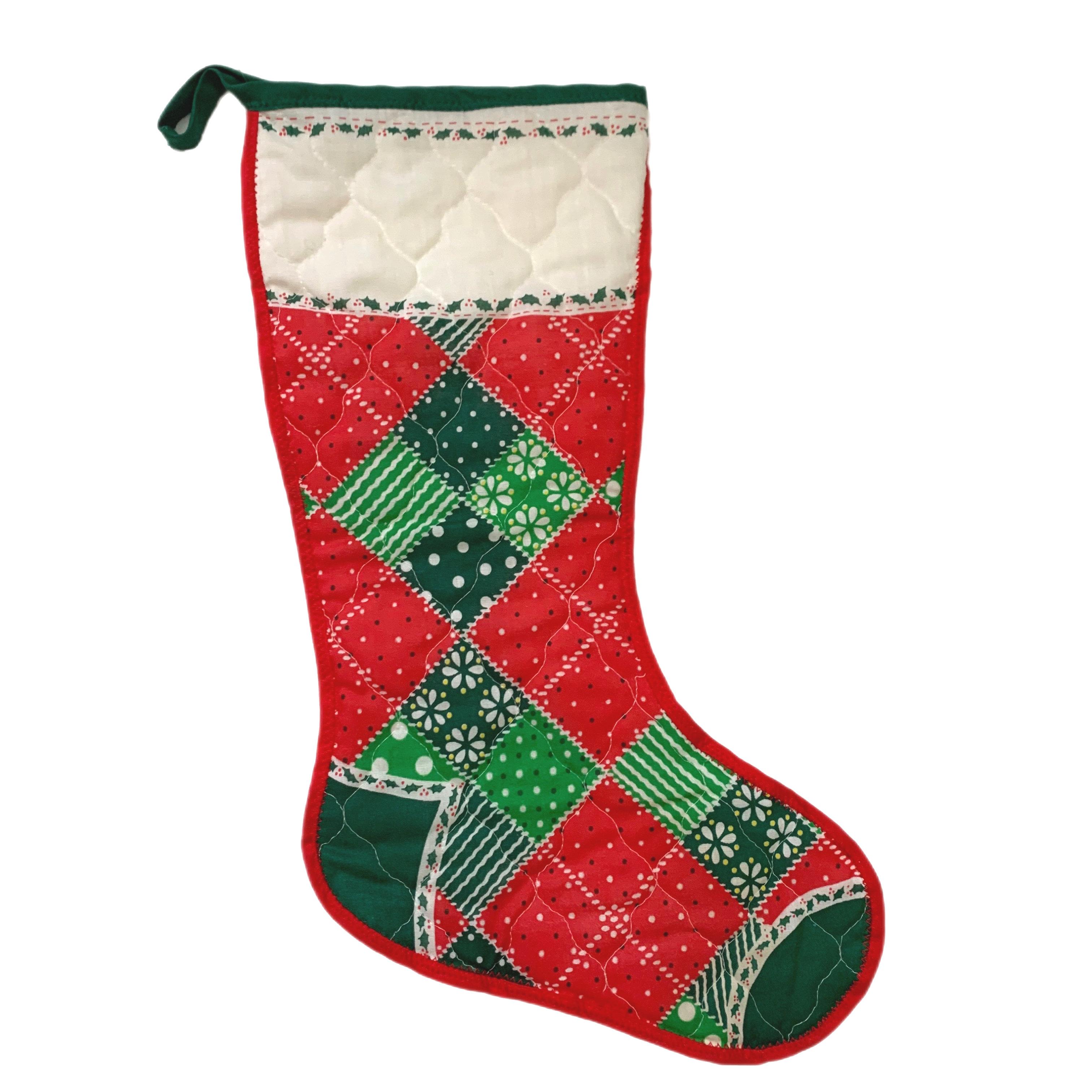 Quilted Handmade Patchwork Christmas Stocking Holiday Country Cottage ...