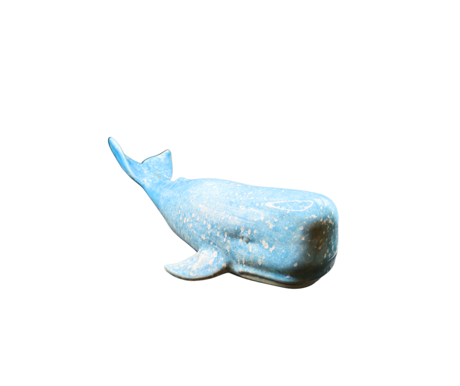 Blue Ceramic Whale Figurine
