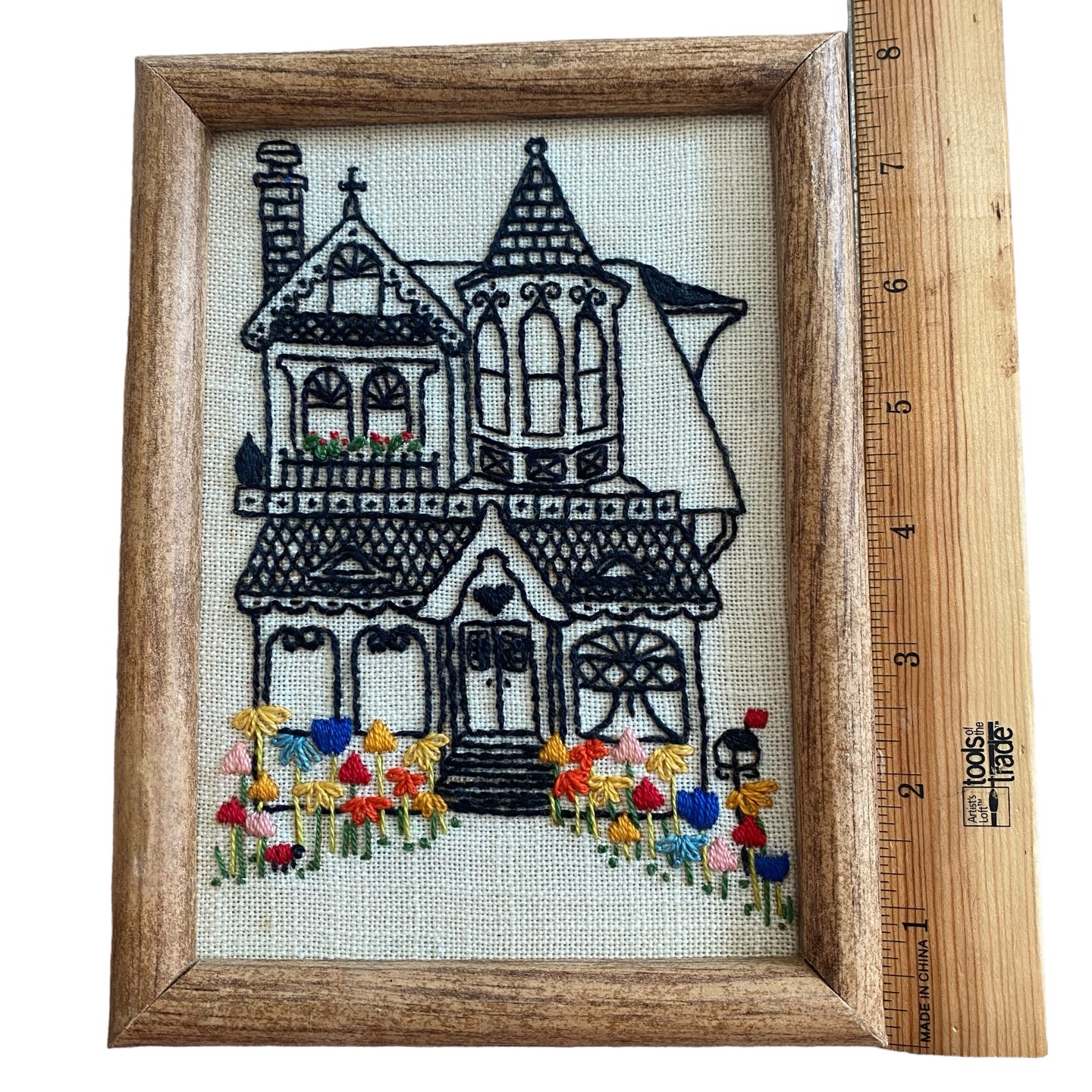 Beautiful Framed Victorian Home Embroidery Art, Embroidery Art Wall ...