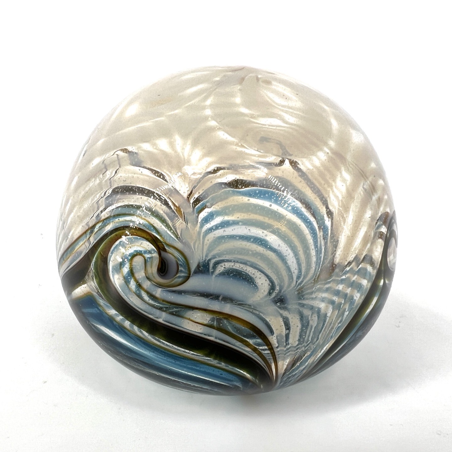 Nancy Freeman Pulled Feather Hollow Art Glass Paperweight