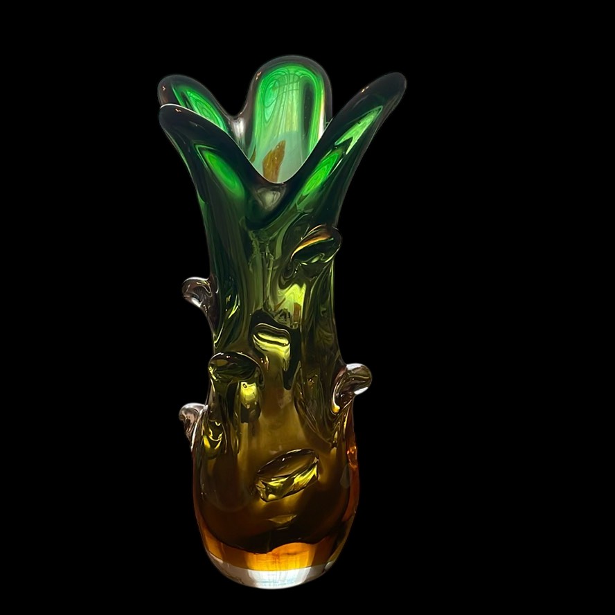 Vintage Skrdlovice Jan Beránek Vase, Czech Art Glass Vase, Mid Century ...