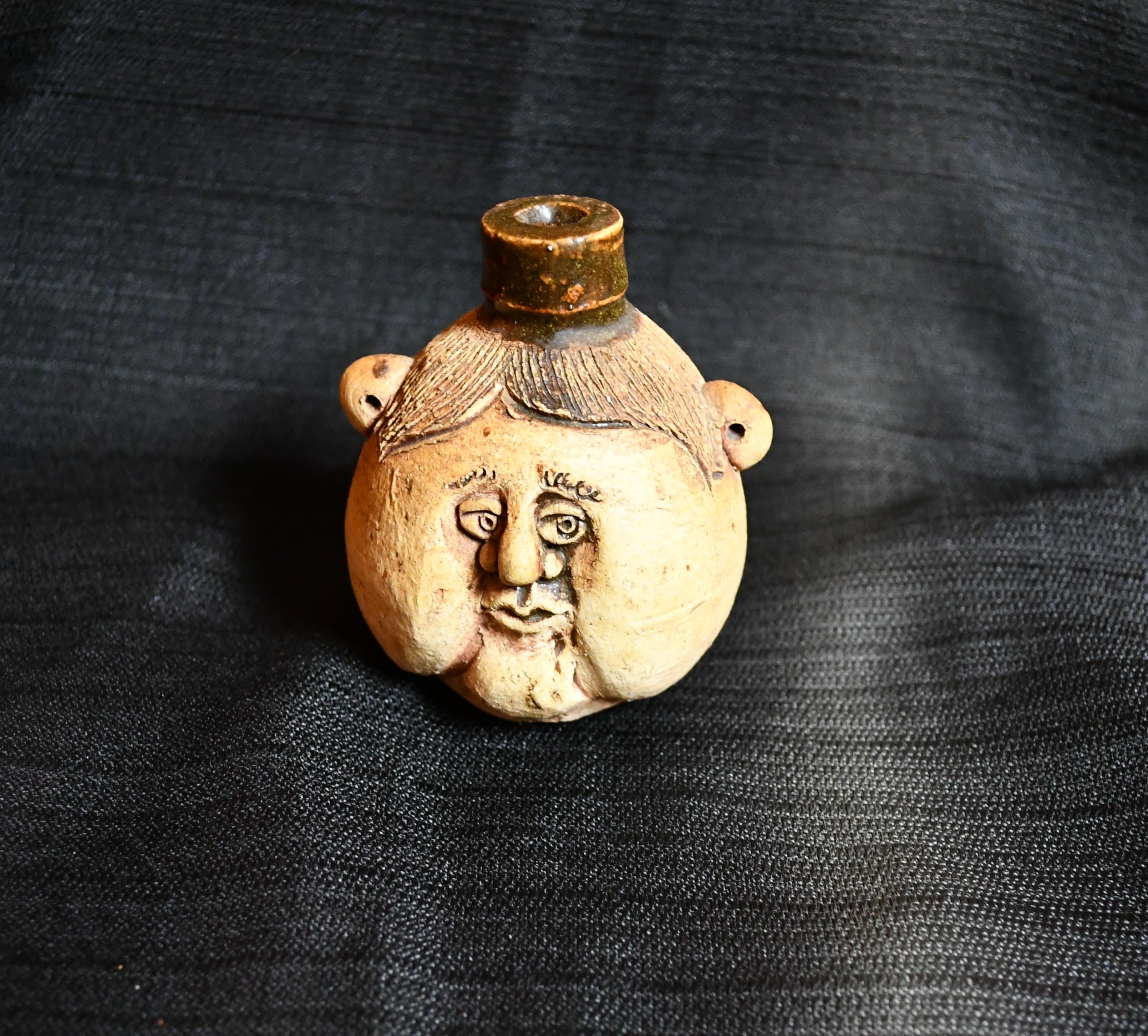 Vintage Worried Man / Weirdo Face Pottery - Signed