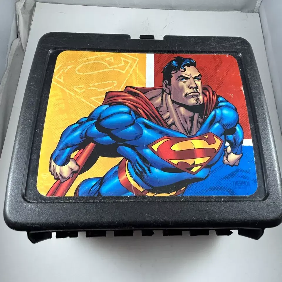 Vintage Black Superman Lunchbox with Thermos DC Comics Made in USA