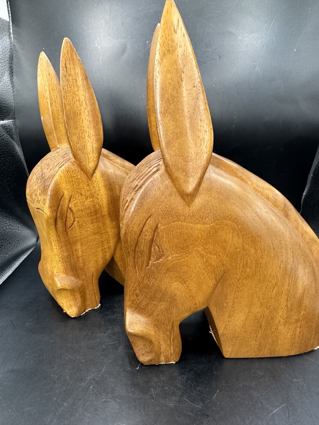 Vintage Donkey - carved wood bookends 10"