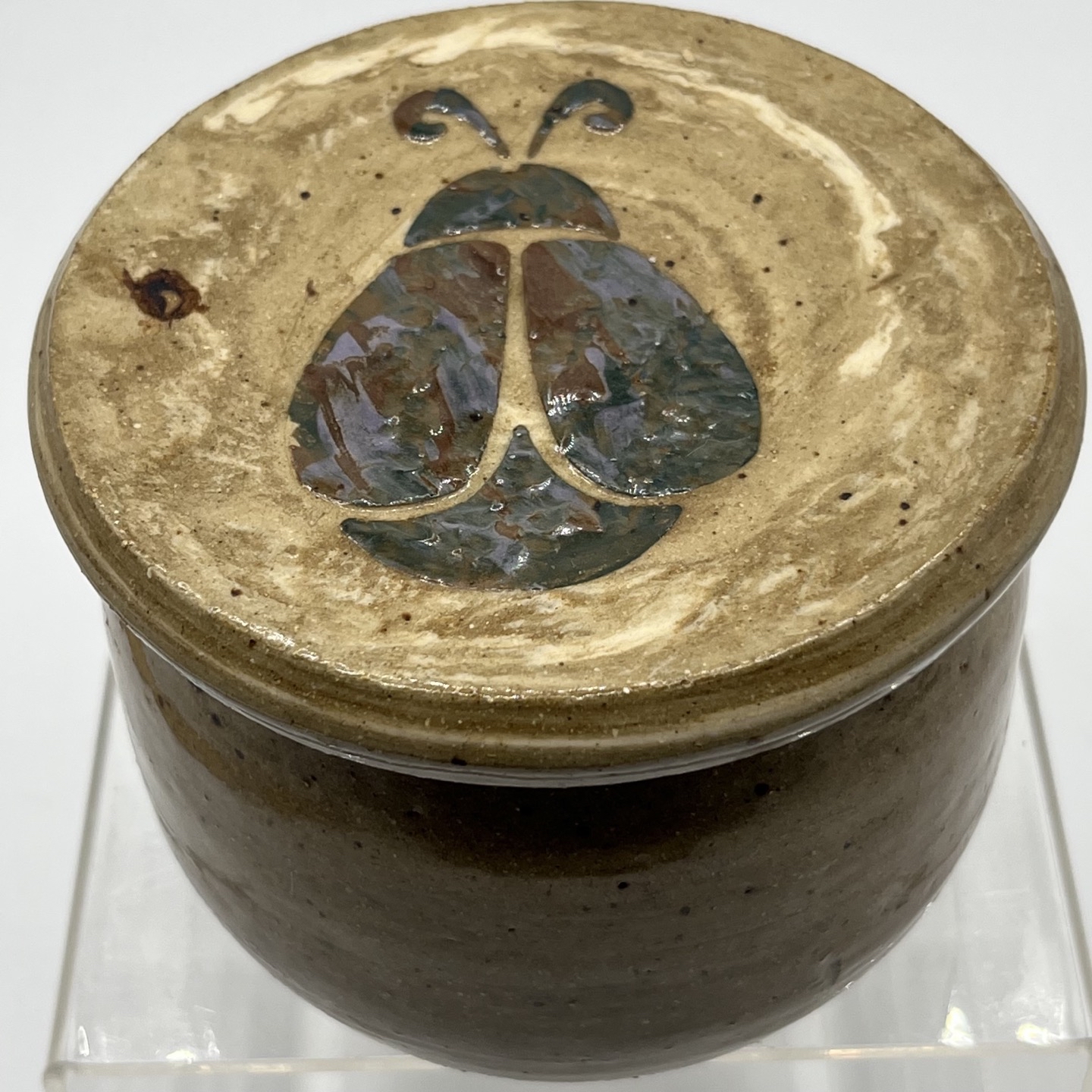 Art Pottery Ladybug Butter Bell Crock by “Designed To Keep”