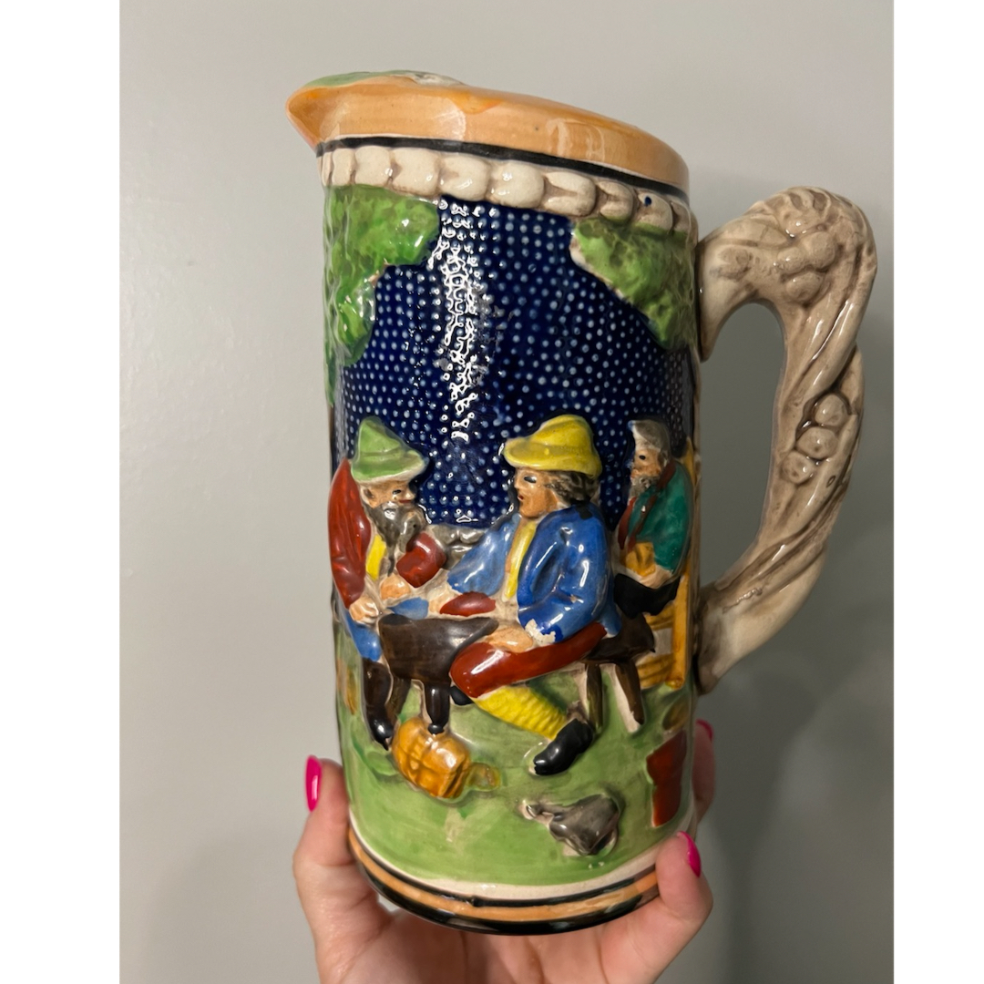 Handpainted Elbro Japan Lustreware Trim Pitcher 8”