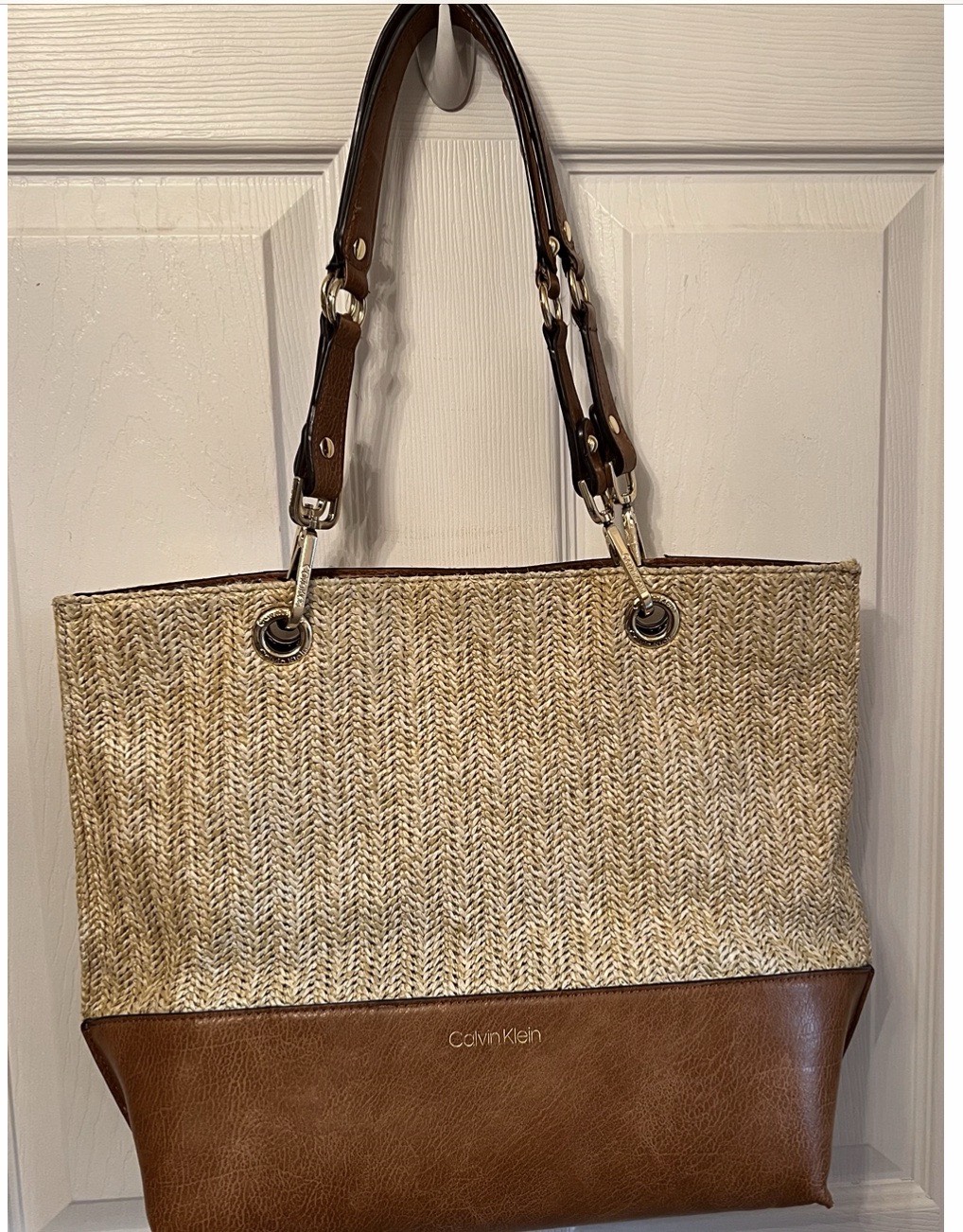 Calvin Klein woven straw tote