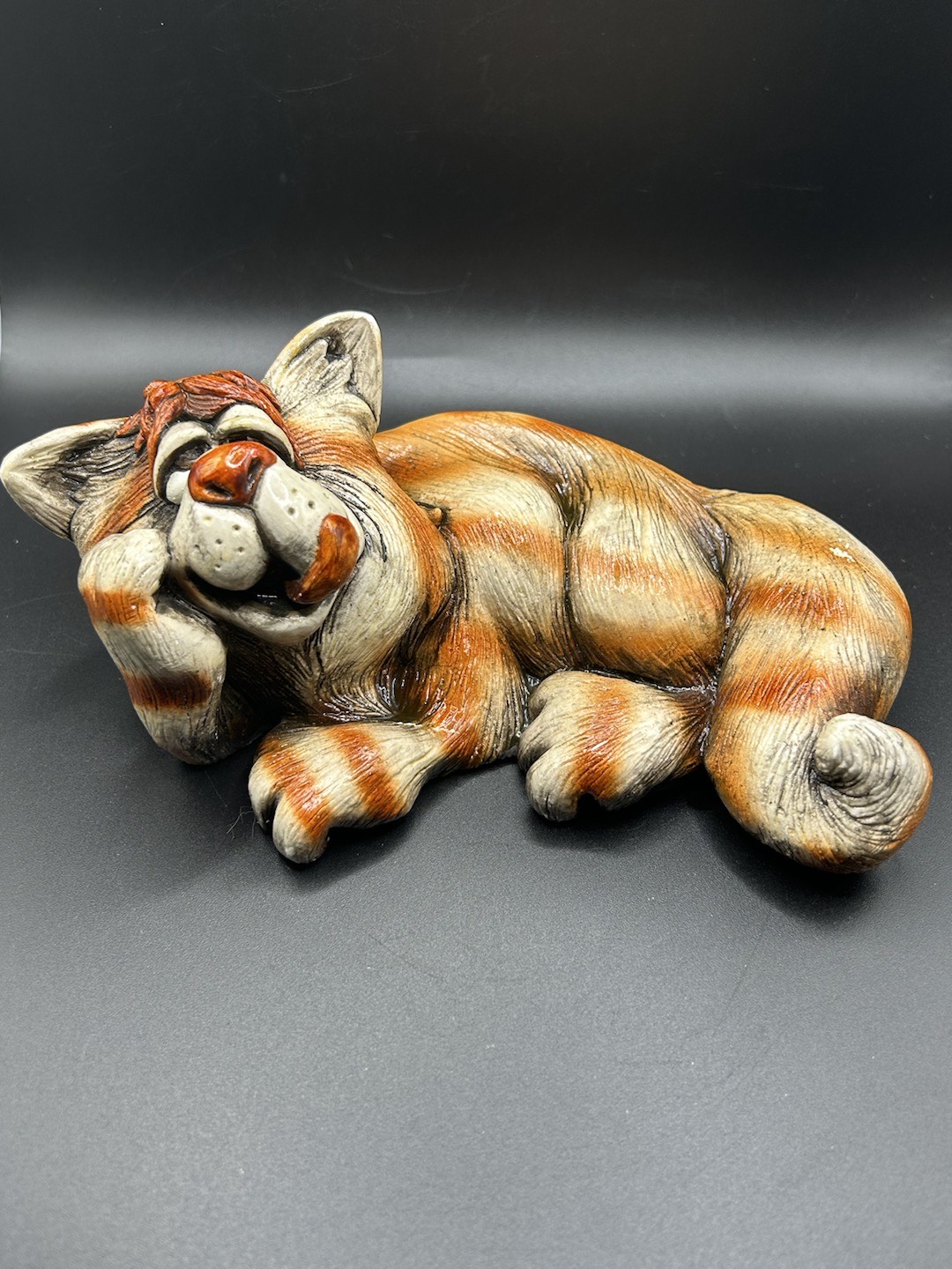 Vintage Derpy John Raya “Beasties Of The Kingdom” Tabby Cat Figurine.