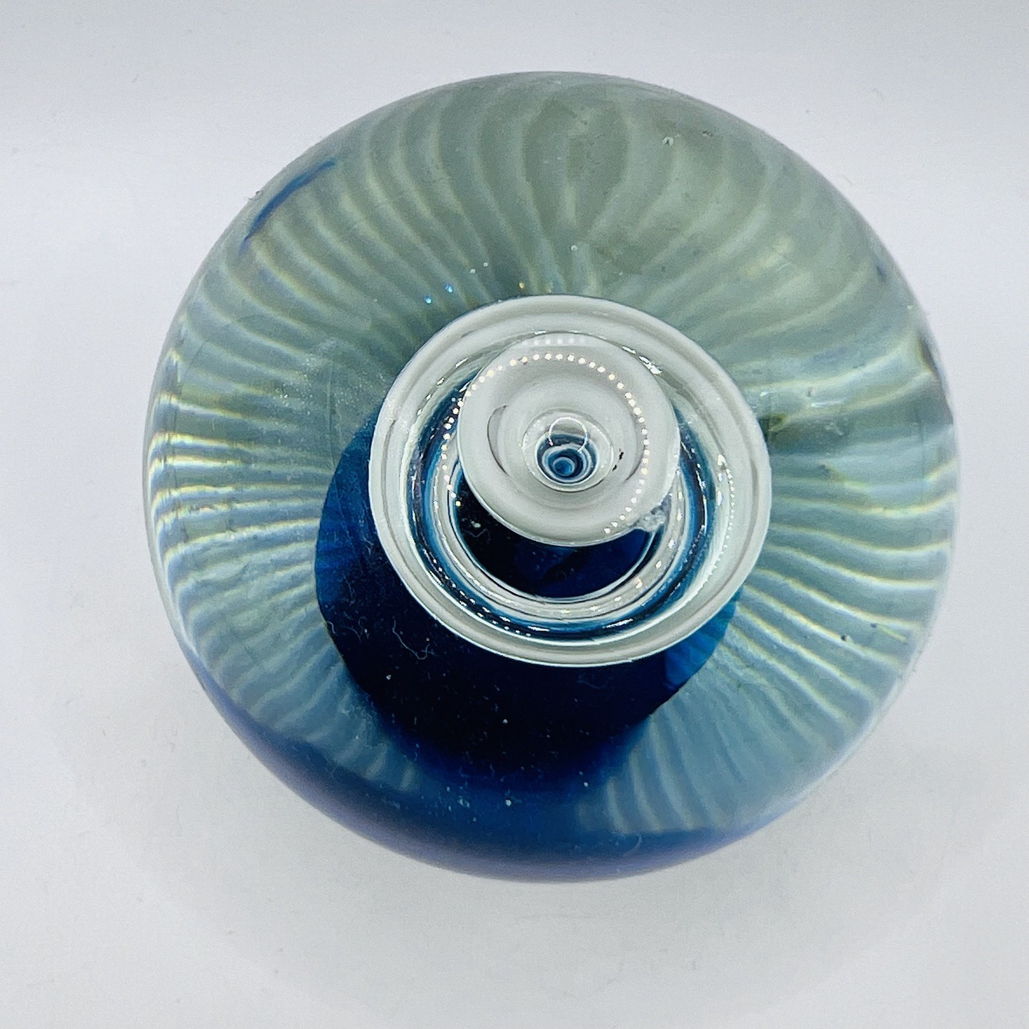 Big Blue Ring Bubble Paperweight 3”