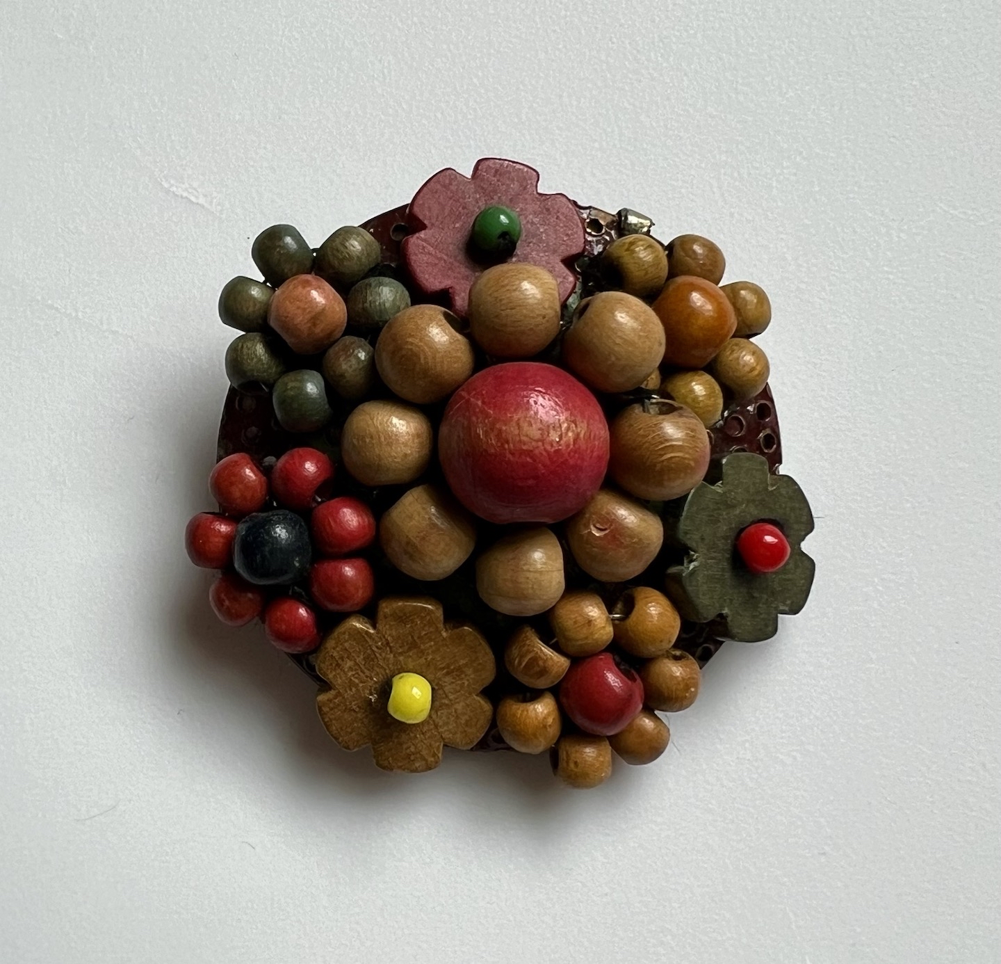 #3 - Possible Early Miriam Haskel Wooden floral brooch