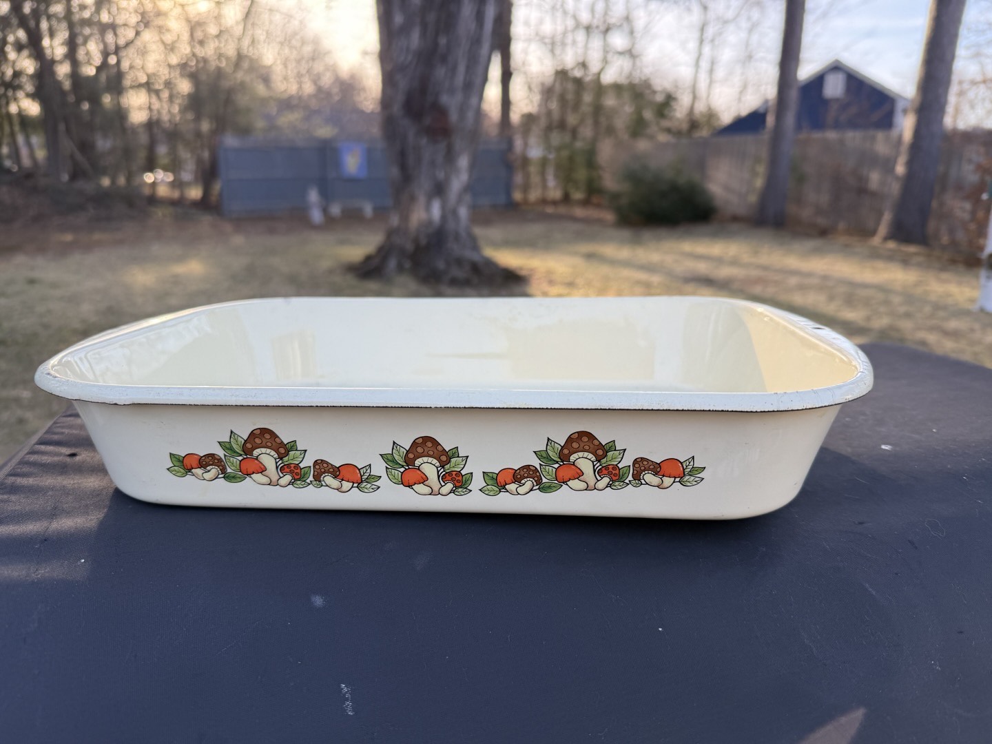 Vintage Merry Mushroom Enamel Lasagna Pan