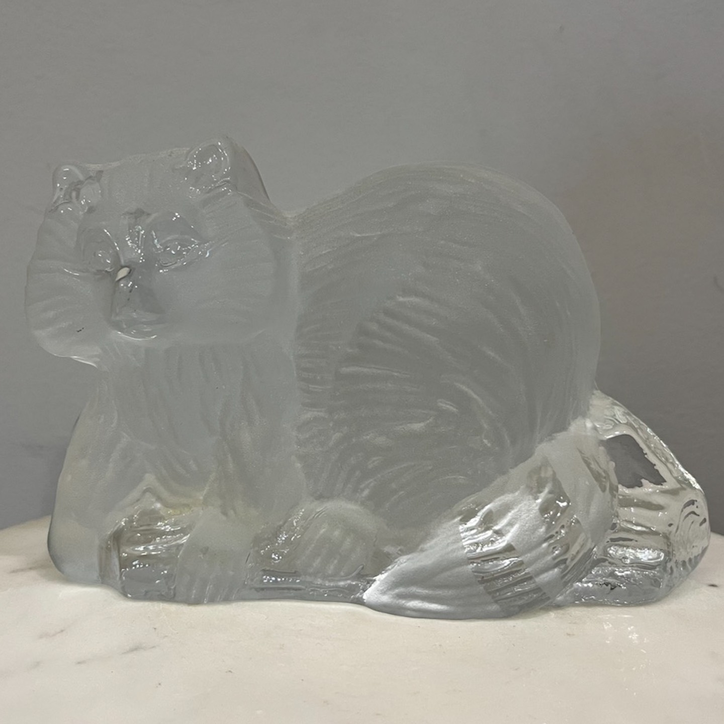 Vintage Viking Glass Clear Crystal Satin Raccoon Figurine Paperweight ...