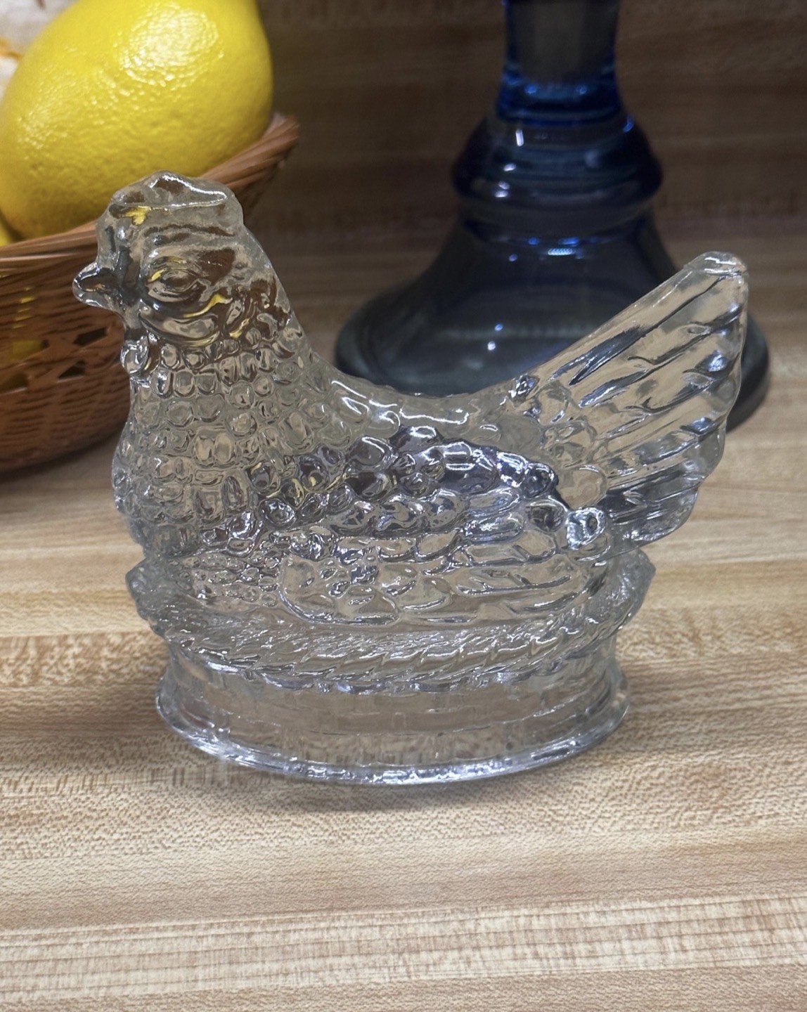 Vintage Clear Glass Chicken On Nest JH Millstein Jeanette PA