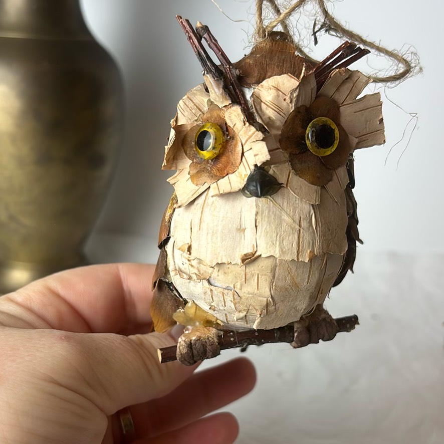 Tree Bark Owl Ornament