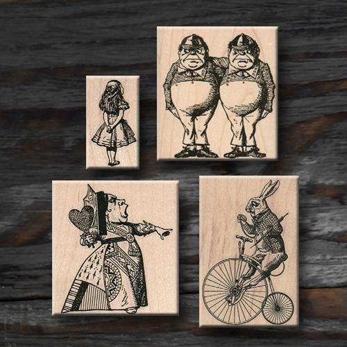 Alice In Wonderland Set of 4 Rubber Stamps