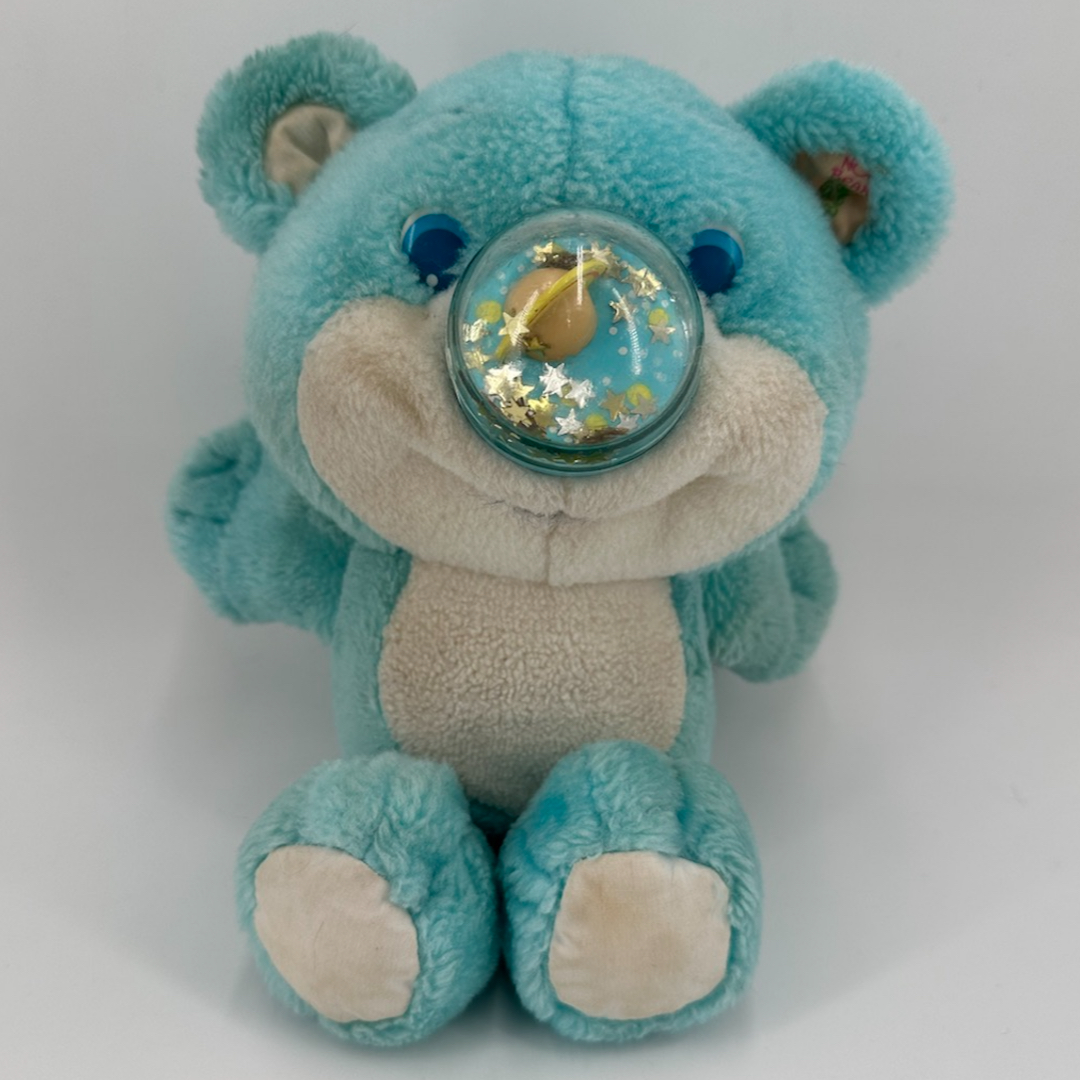 Vintage 1987 Blue Nosy Bear Saturn And Stars (has Wear And Staining)