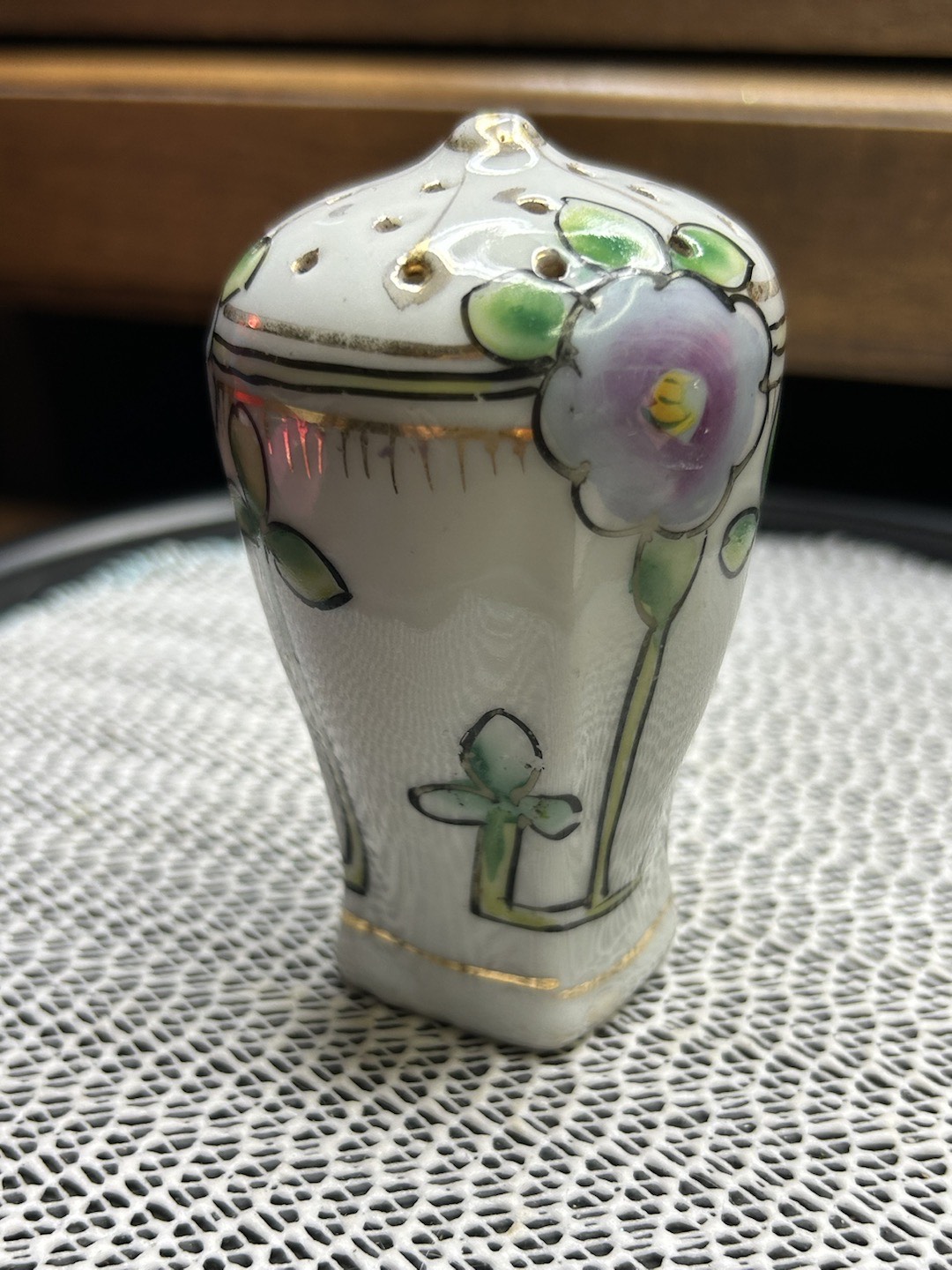 Pair Of Antique Porcelain Salt And Pepper Shakers.