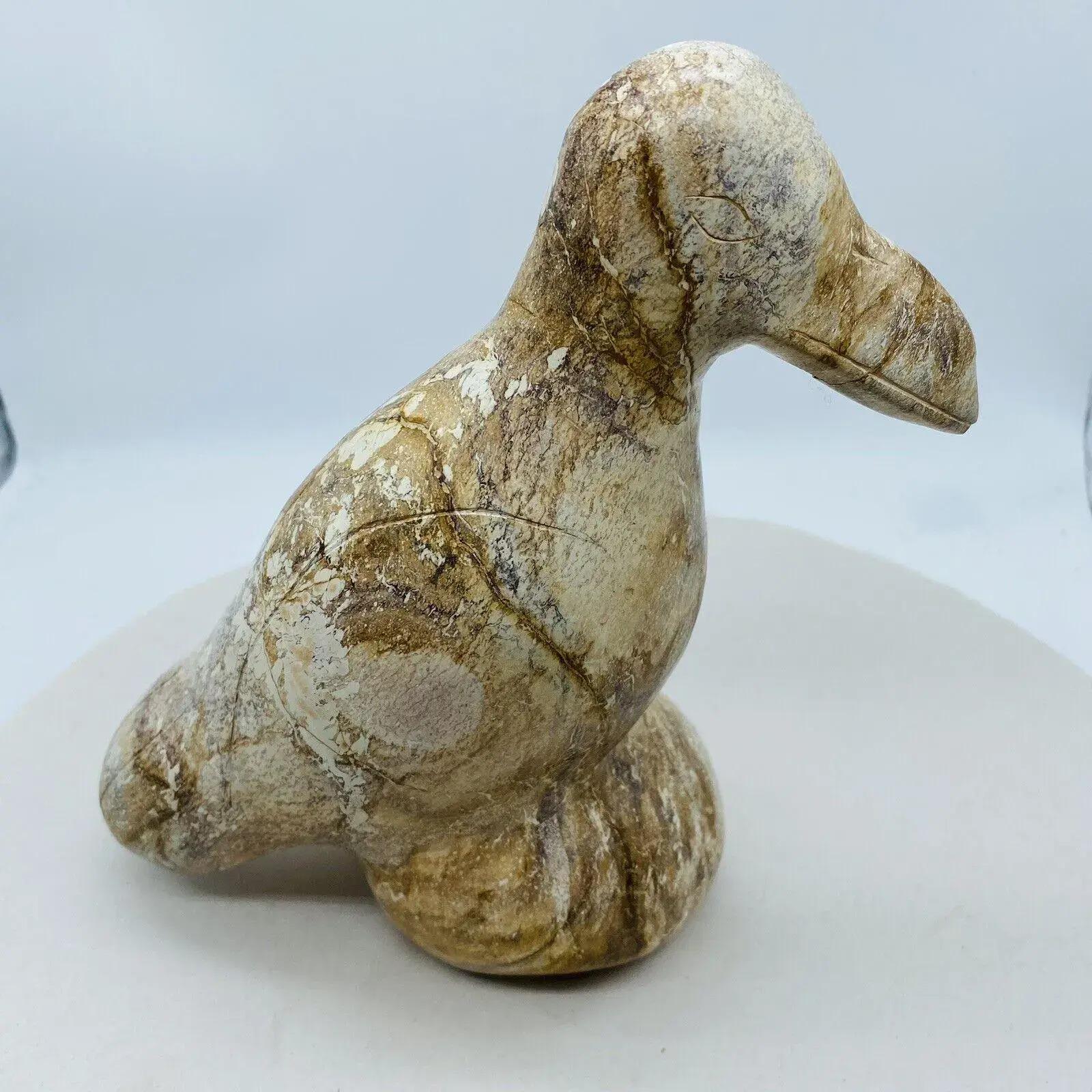 Large Stone Indigenous Canadian Bird Carving 8.5 inch tall Art Soapstone