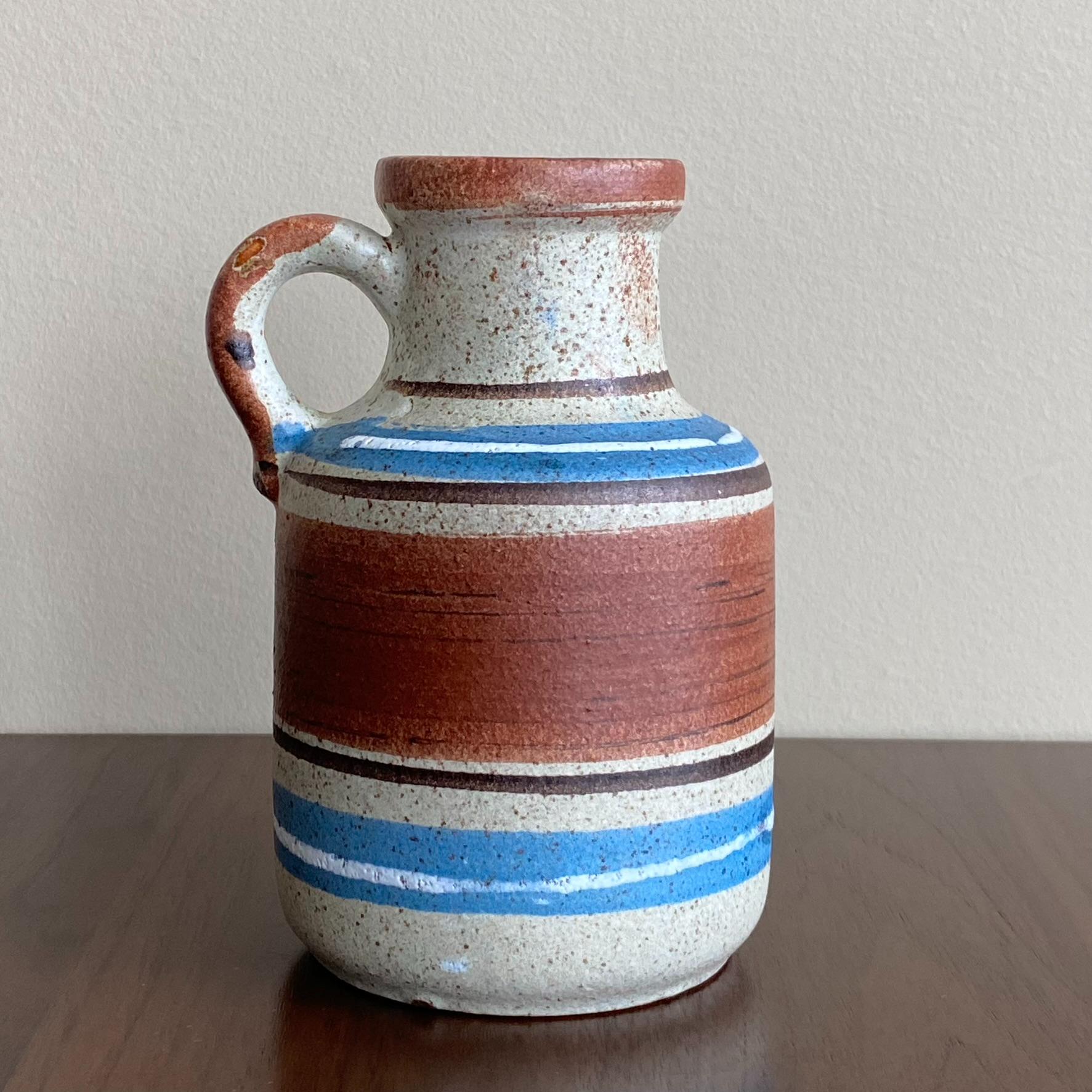 Vintage Scheurich Handle Pottery Jug Vase West Germany MCM WGP Speckled ...