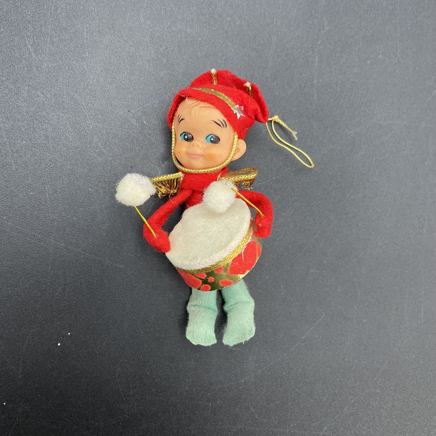 Drummer Boy Elf Christmas Ornament Kitsch Kitschy Holiday Decor MCM VTG