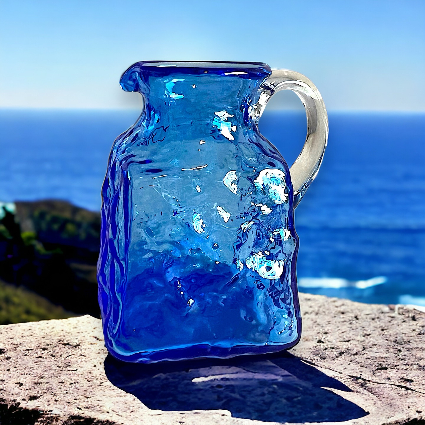 Vintage Pilgrim Glass Nugate Cobalt Blue Small Pitcher