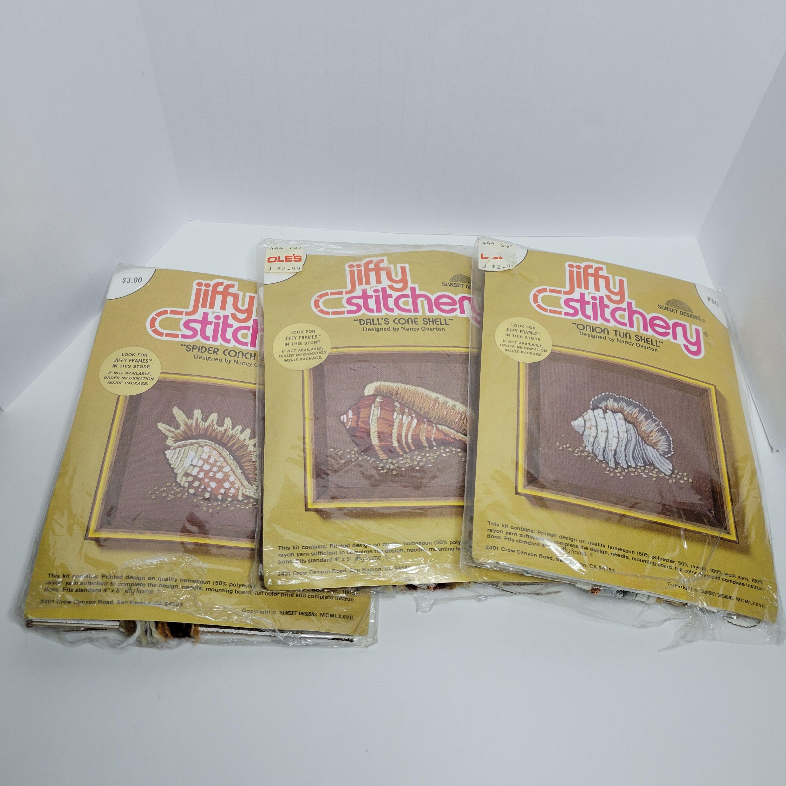 Set Of 3 Open Unused Jiffy Stitch Seashell Needlepoint Kits