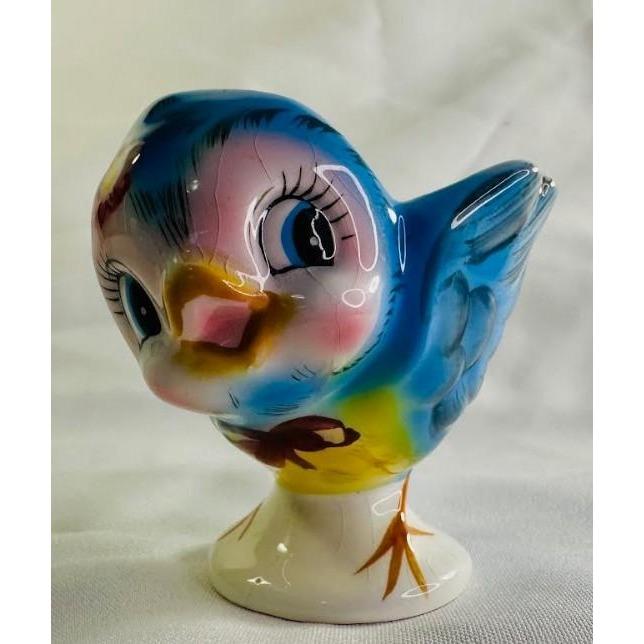 Vintage Lefton Bluebird Sugar Dish and Egg Cup mid century Kitsch Decor