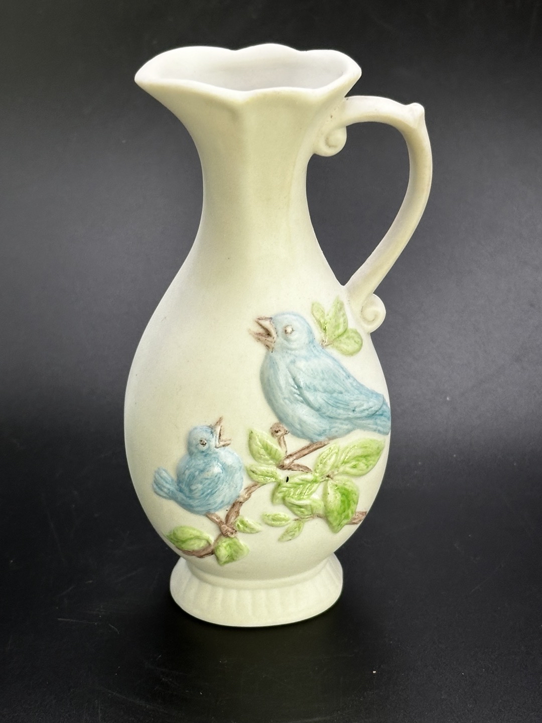 Vintage 1994 Bluebird Vase Pitcher Signed Ceramic