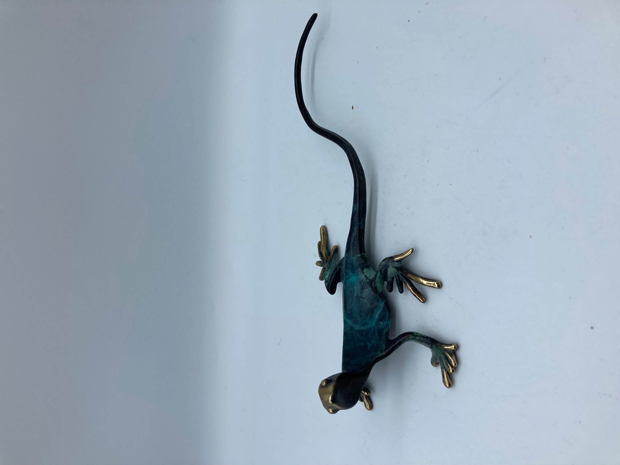 Michael Storey Bluegreen Bronze Lizard Sculpture, Signed, Mid Century ...