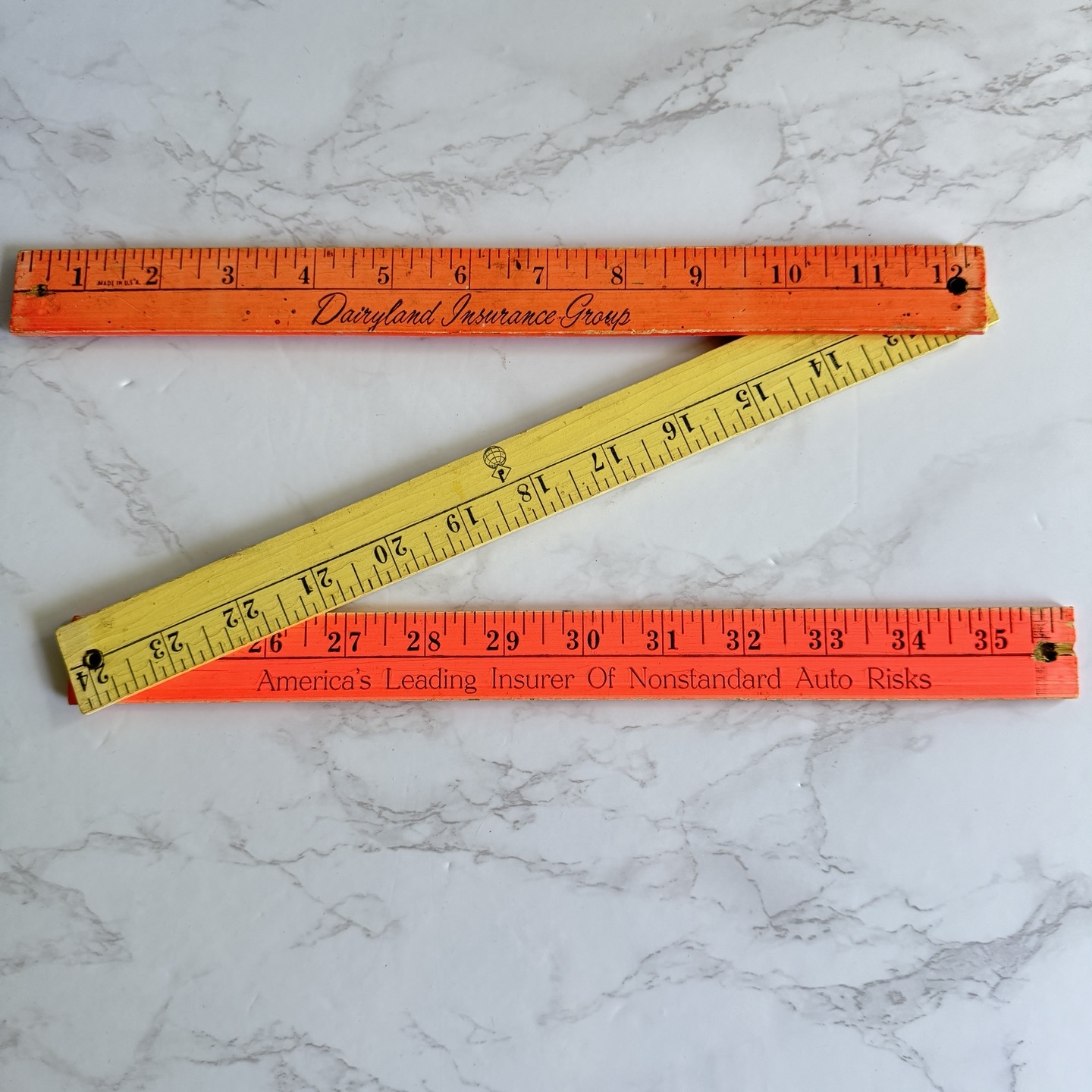 Folding Yard Stick Dairyland Insurance Group Hot Pink & Yellow