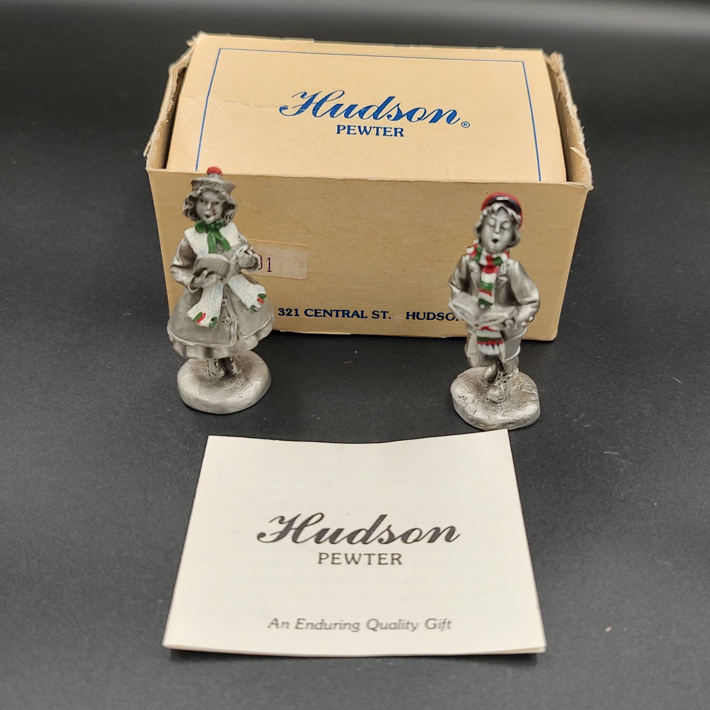 Vtg Hudson Pewter Villagers Jenny and Oliver Figurines