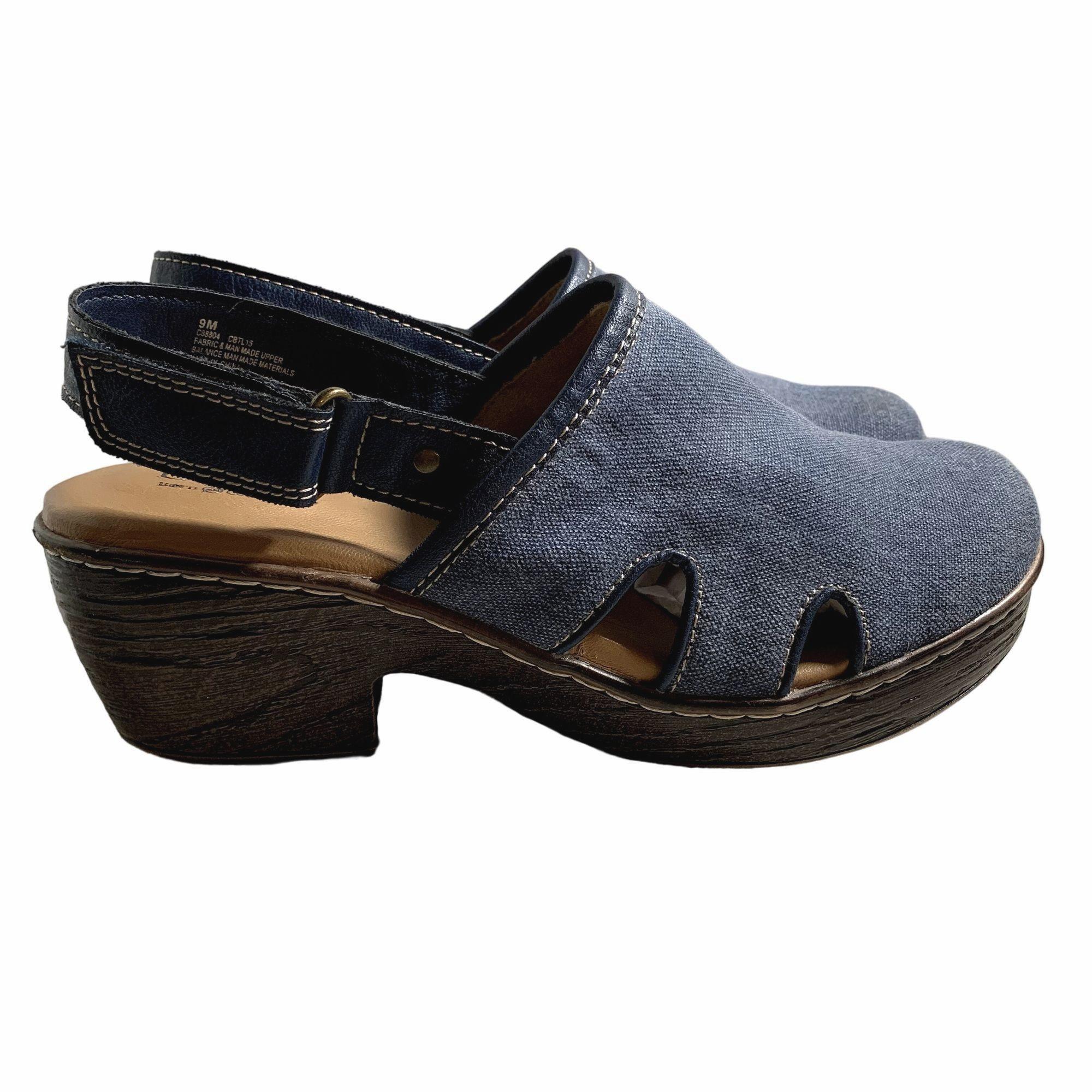 BOC Born Shoes Womens 9 M Lyza Blue Canvas Adjustable Slingback Block ...
