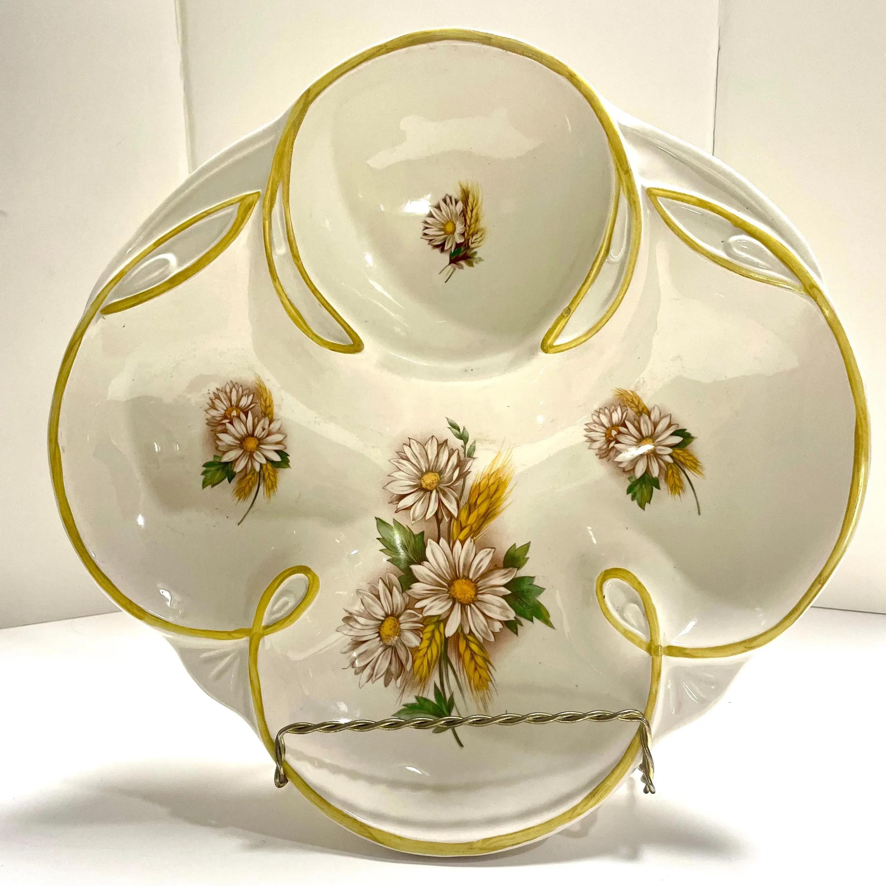 Vintage California Pottery Ceramic Divided Serving Bowl- Daisy and ...
