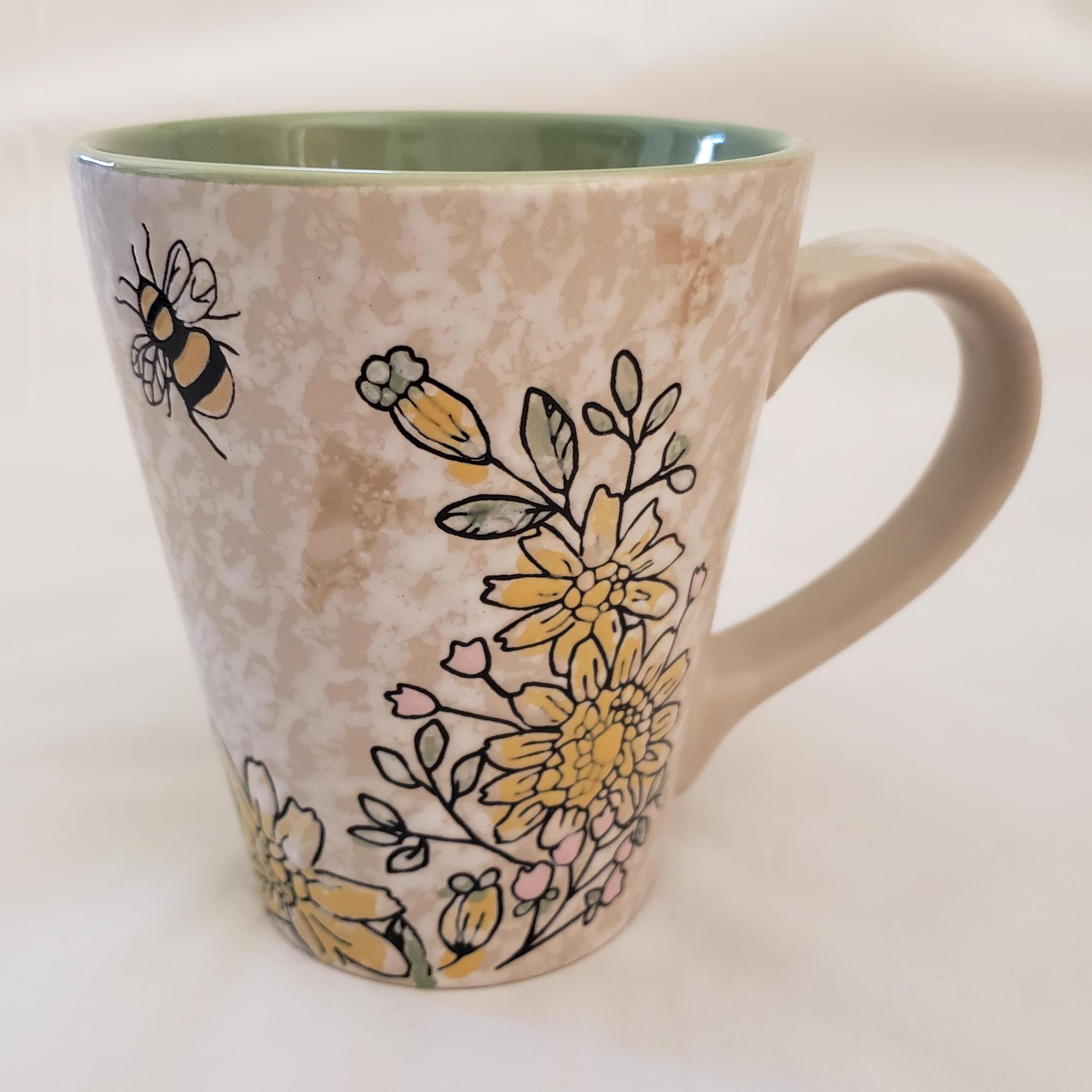 Bumble Bee Mug Eaton Flower Garden Coffee Cup Hand Painted 13 oz ...