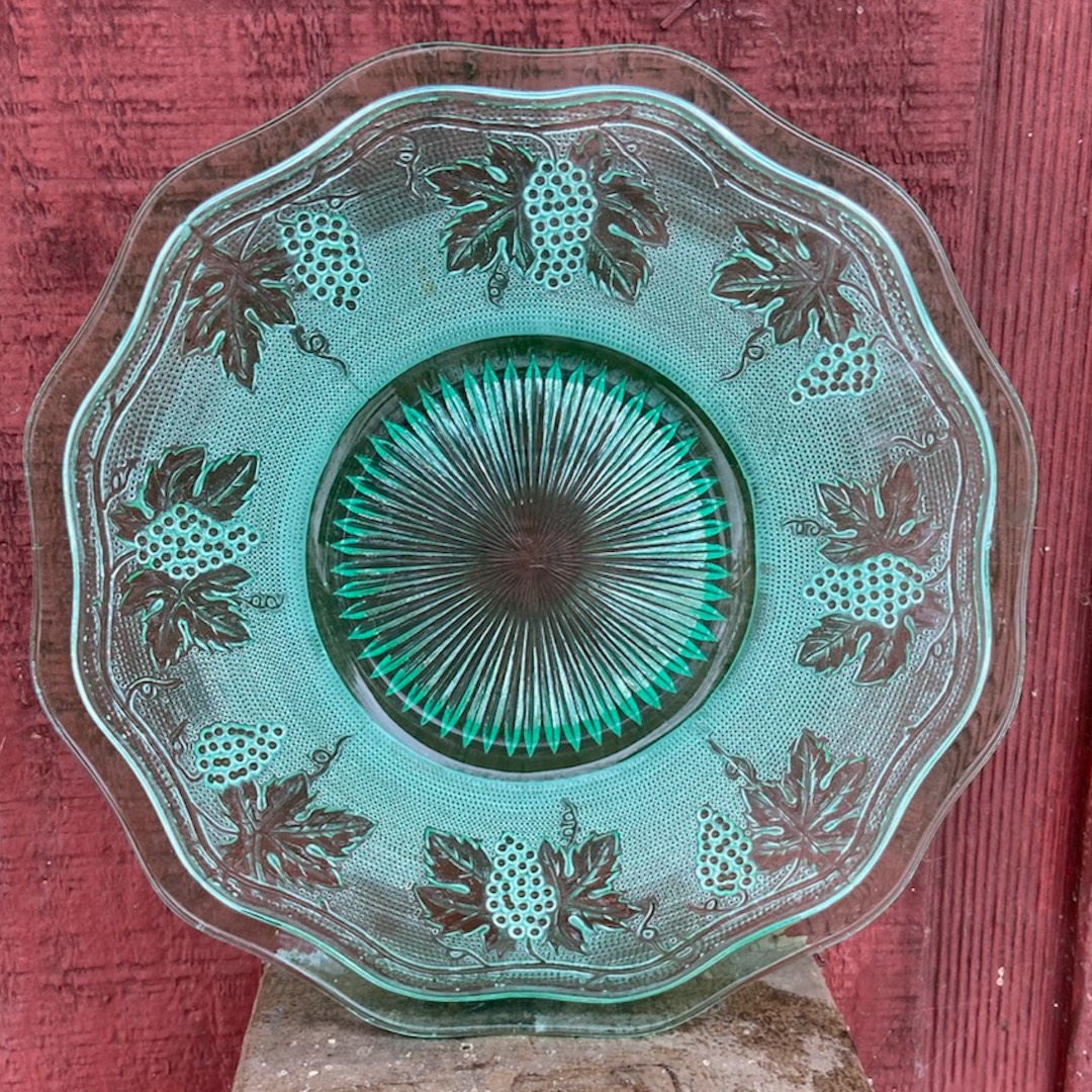 Set Of Four, Uranium Glass Plates, Woolworth By Westmoreland. Grapes ...