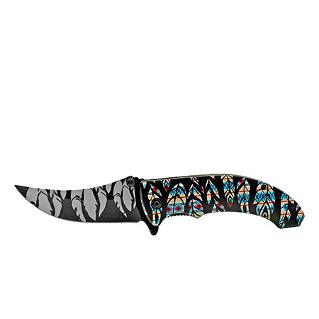 4.5" Tribal Native Design Forest Nature Pattern Spring Assisted ...