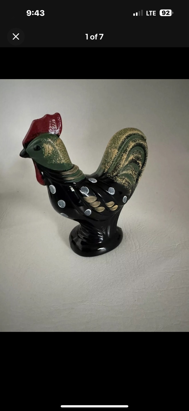 Rare Fenton Folk Art Collection Black Glass Rooster Signed D Caplinger