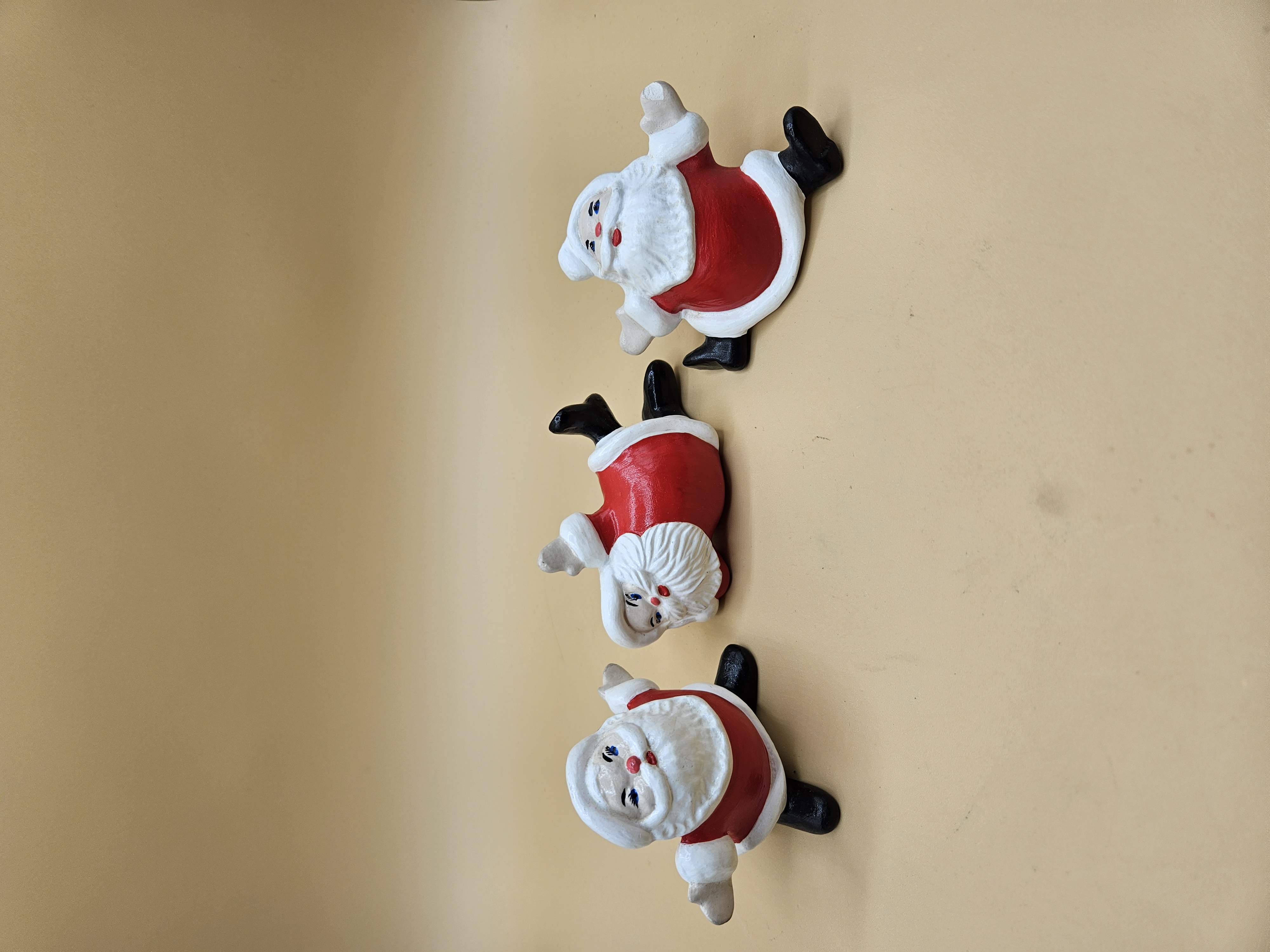 1970 Hobbiest Set of 3 Santa's Figurines. 1 is Chipped