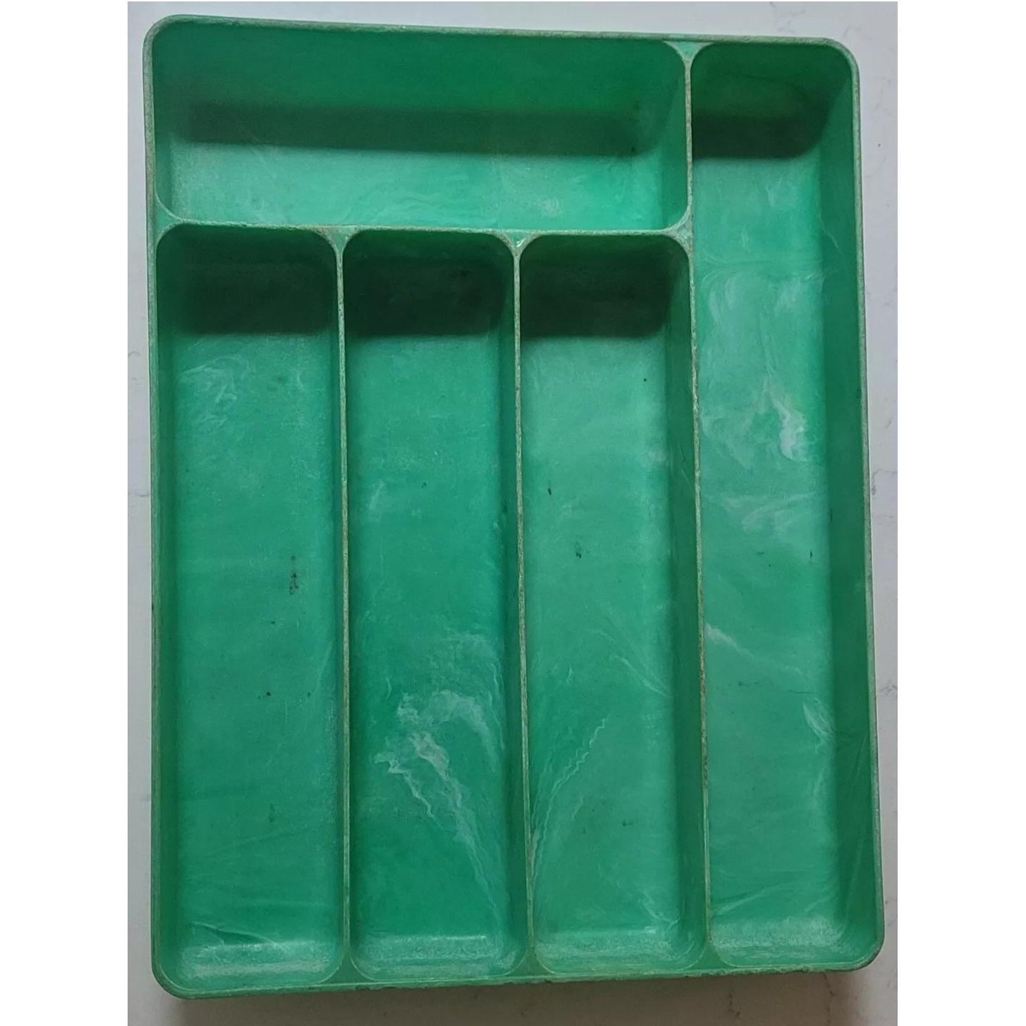 Blue Green Marble Swirl MCM Lustro-Ware Plastic Silverware Tray No. T-2 ...