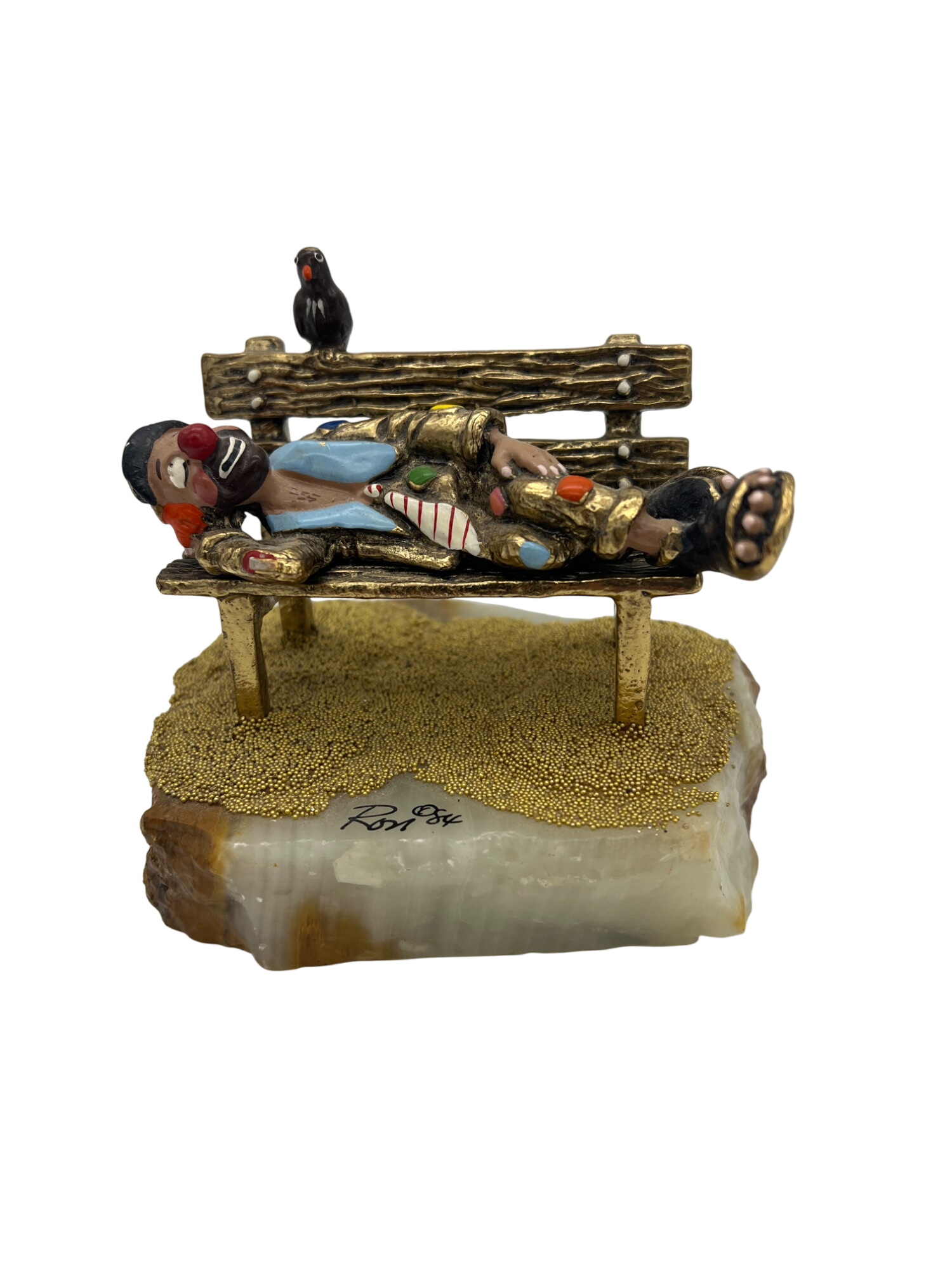 1984 Ron Lee Clown Figurine Signed Colorful Mixed Media Sculpture on ...