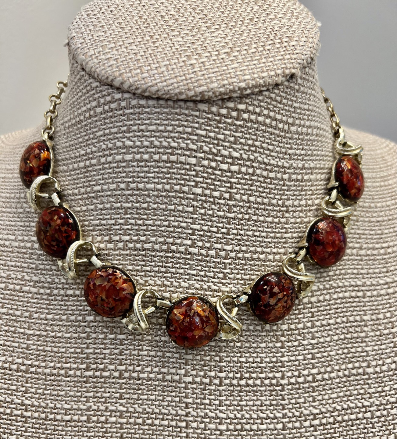 Vintage Classic Coro Amber Orange Confetti Lucite & Rhinestones ...