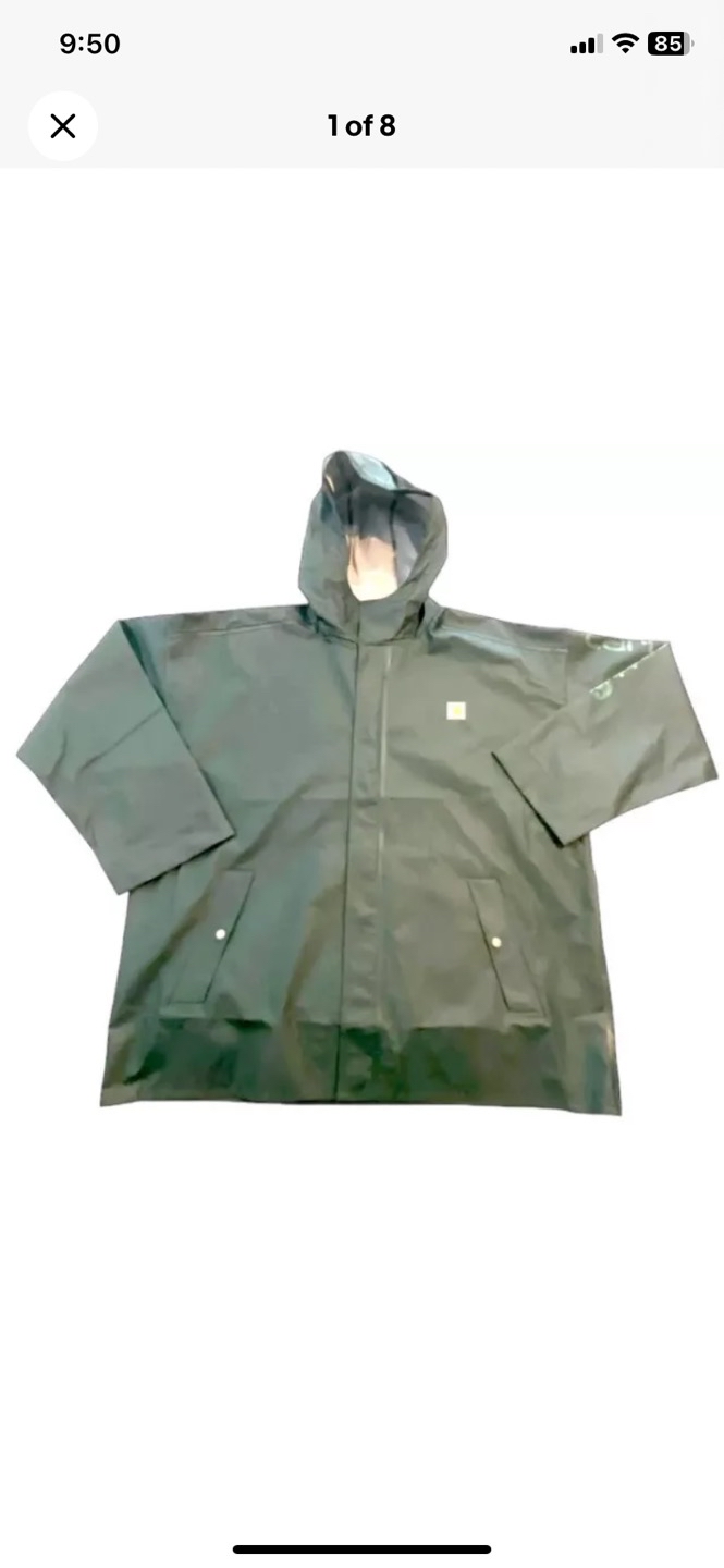 Mens Carhartt Midweight Rainstorm Waterproof Work Jacket Green 103509 ...
