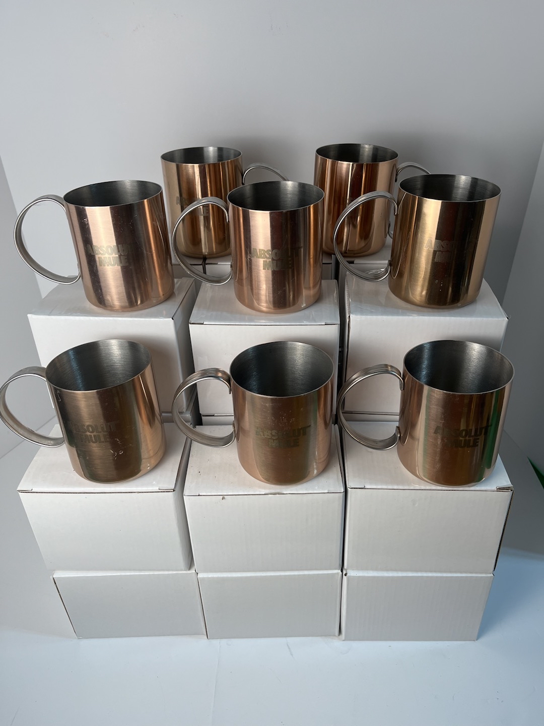 32 Absolut Mule Vodka Copper Metal Cups Mugs 12 Oz Bar Drink