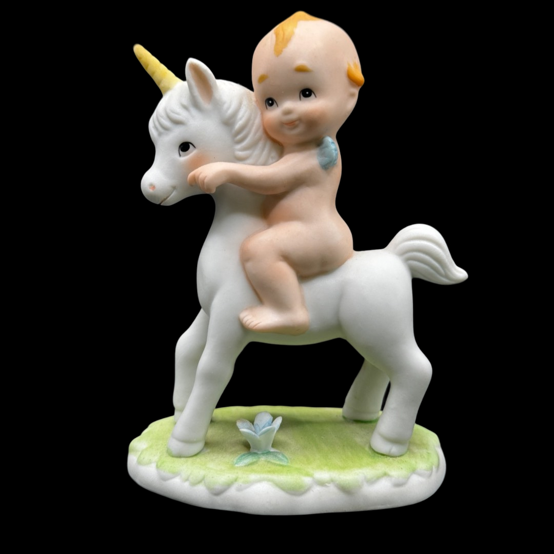 Lefton Kewpie Riding A Unicorn