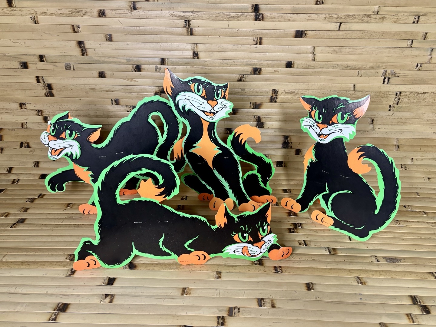 BEISTLE VINTAGE HALLOWEEN STANDS BLACK CAT LOT OF 4 ONE SIDED DIE CUT ...