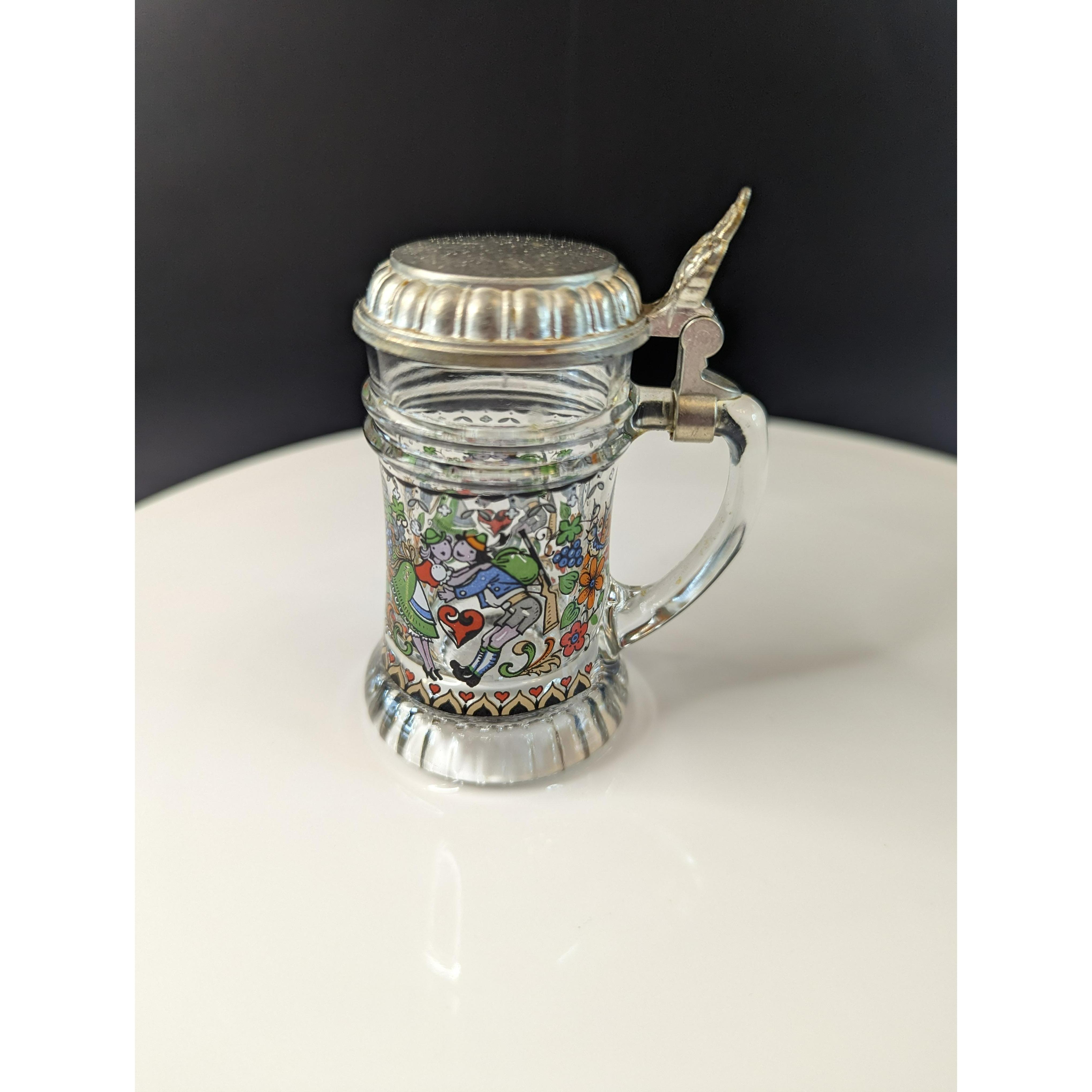 Vintage Mini German Beer Stein, Hand-Painted Flower, Loving Couple ...