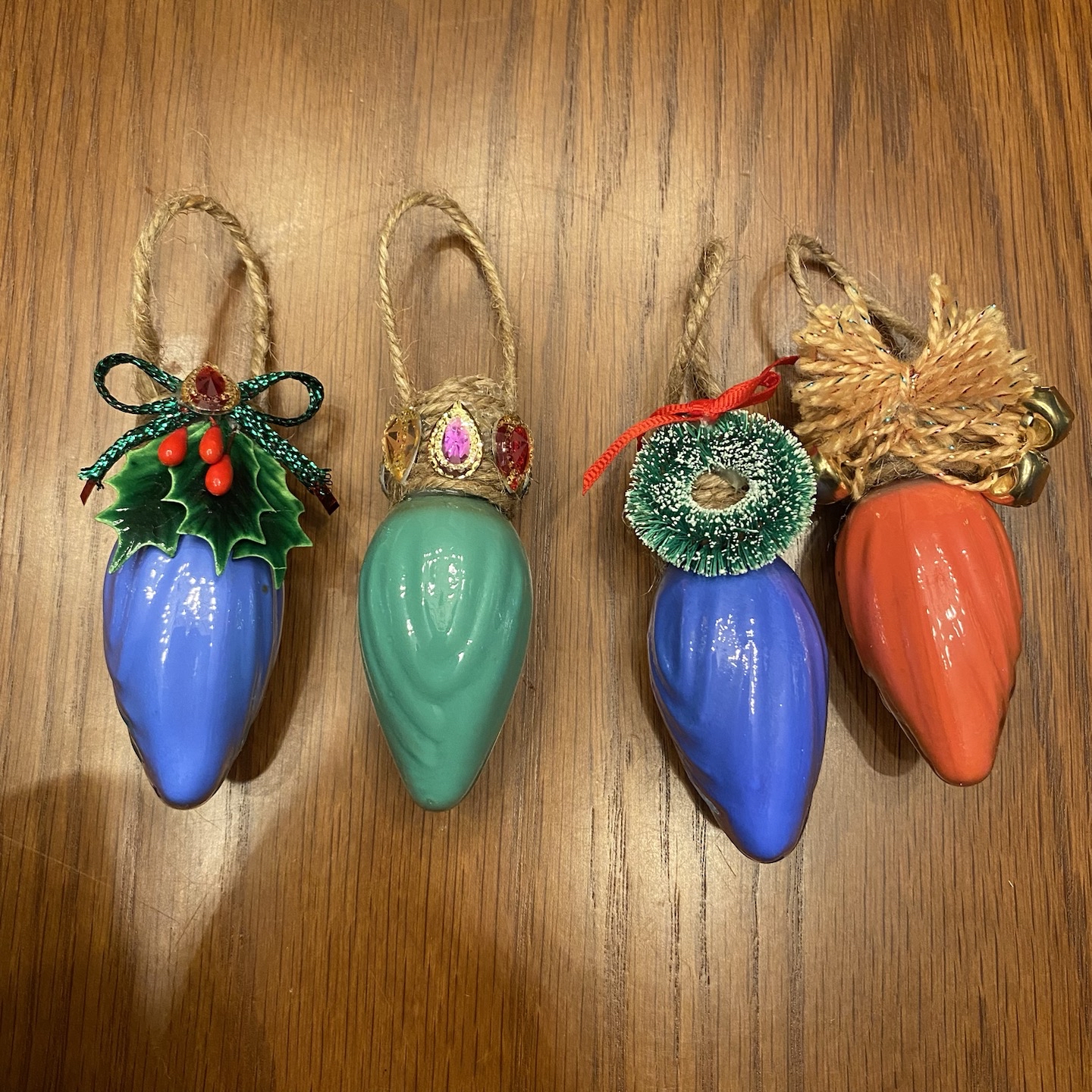 Handmade Vintage C9 Bulb Ornaments Lot Of 4