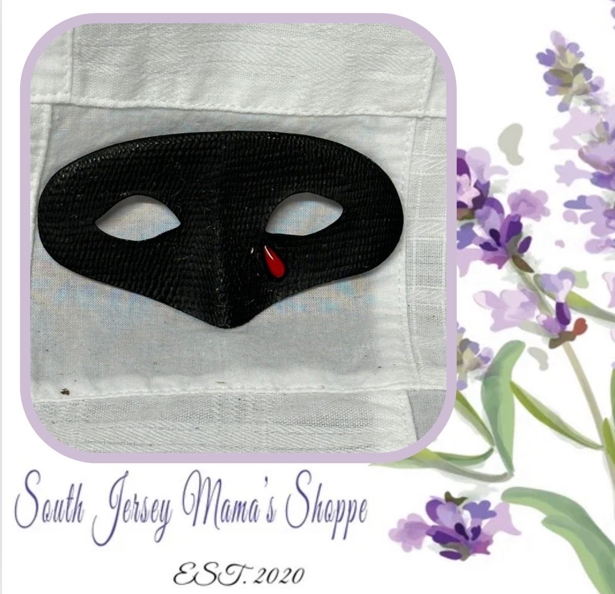 Vintage Black Drama Mask With Red Tear Metal Brooch