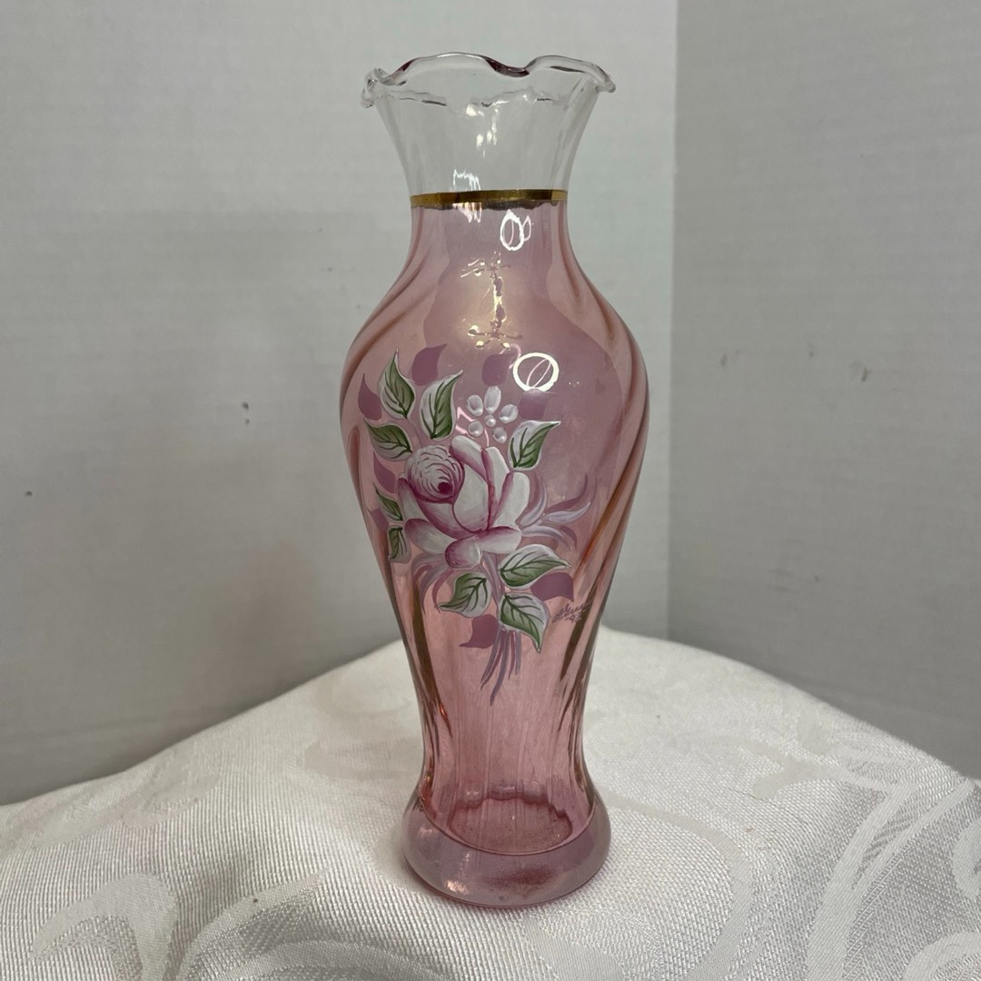 Hand painted Pink Ruffle Vase